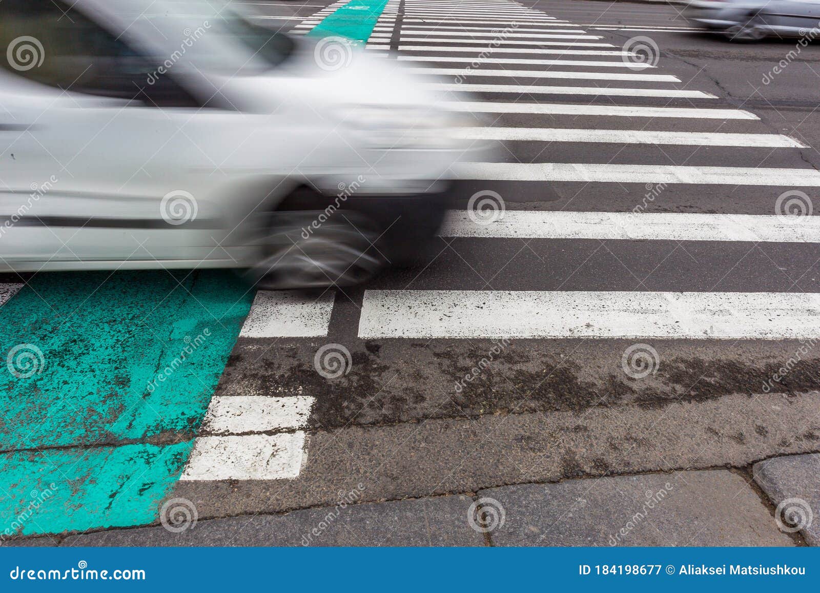 The Pedestrian Crossing and Cycle Path and Traffic Stock Image - Image ...