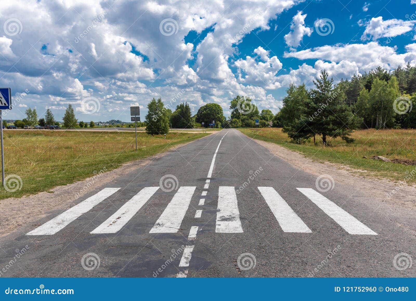 Pedestrian Crossing in the Forest and Sky Stock Photo - Image of ...