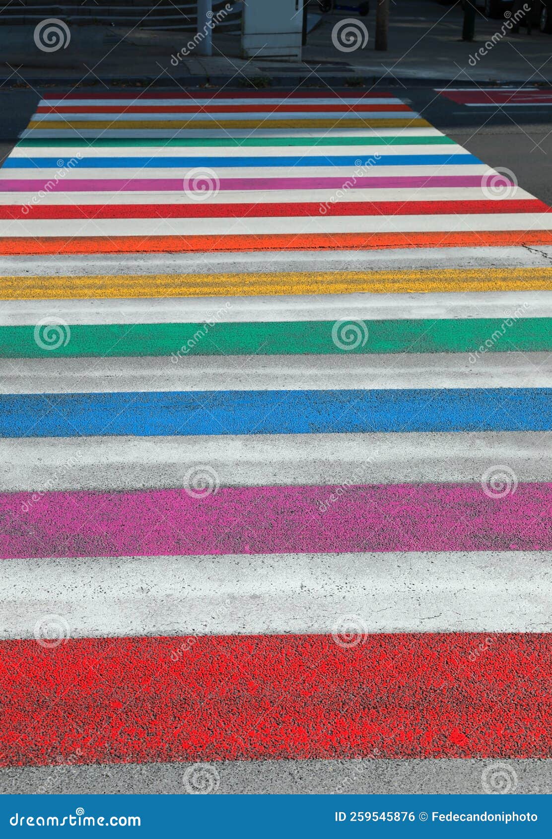 Pedestrian Crossing with Many Colors on the Road Stock Photo - Image of ...