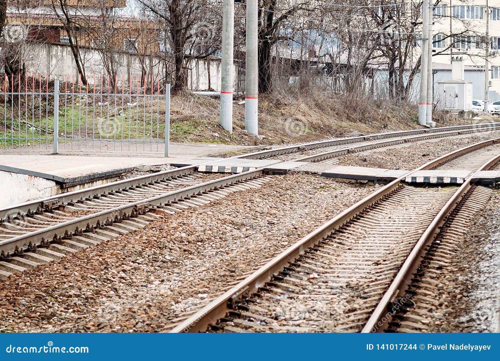 Pedestrian Crossing Over Railway Stock Photo - Image of station, rail ...