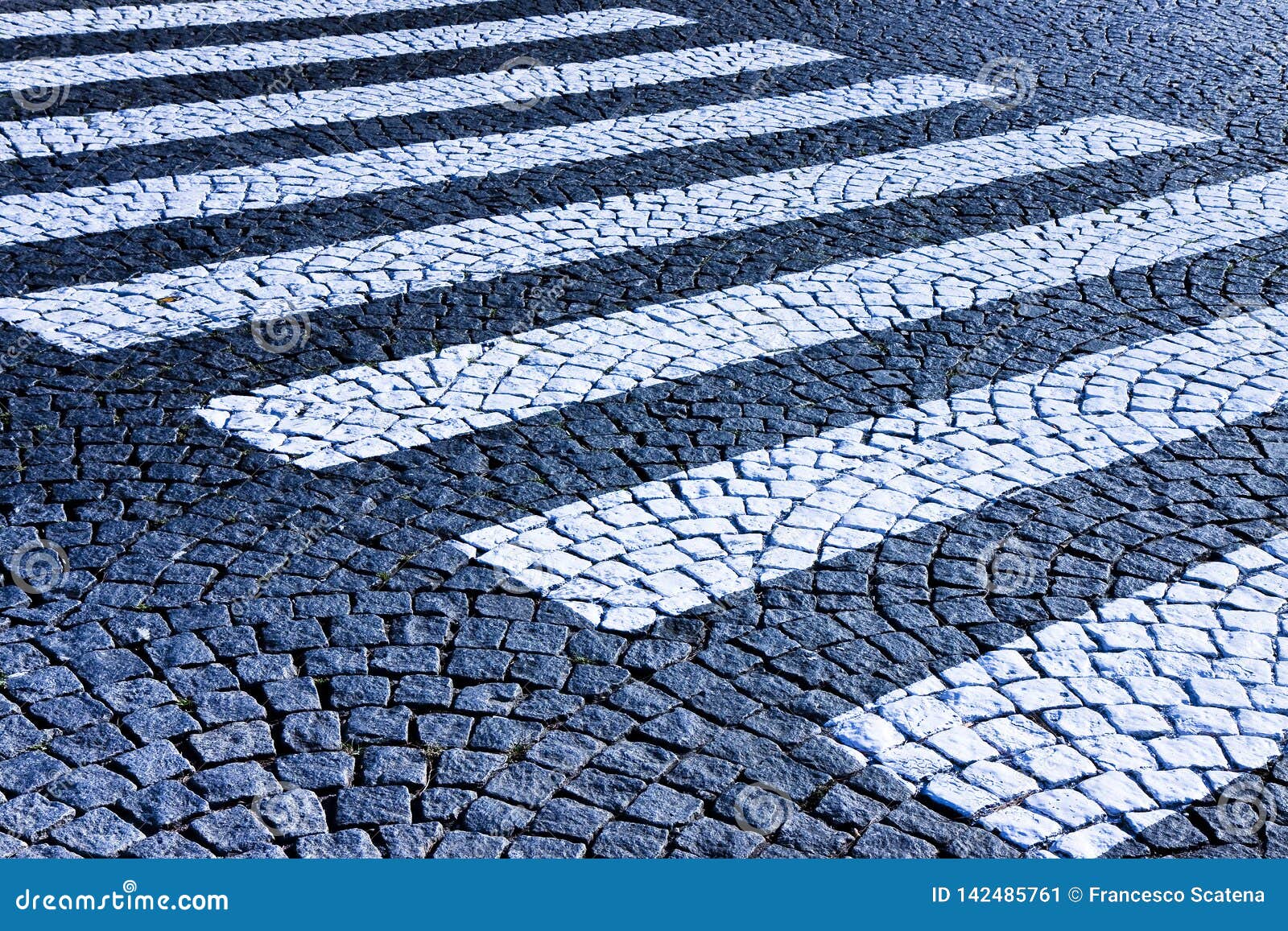 Pedestrian Crossing on a Road Built with Stone Blocks -toned Image ...