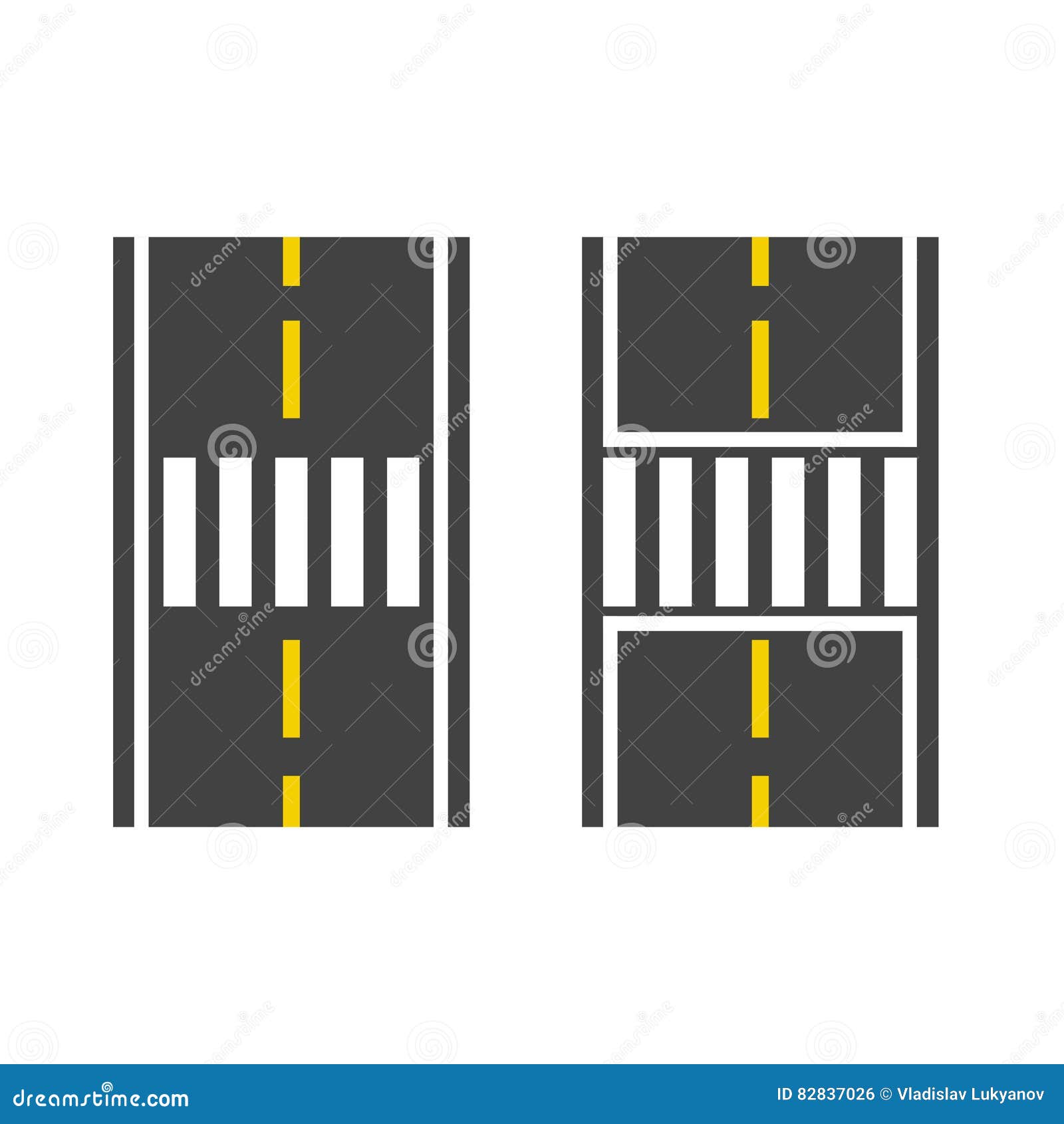 Pedestrian Crossing On Road Vector Illustration, Crosswalk Path ...