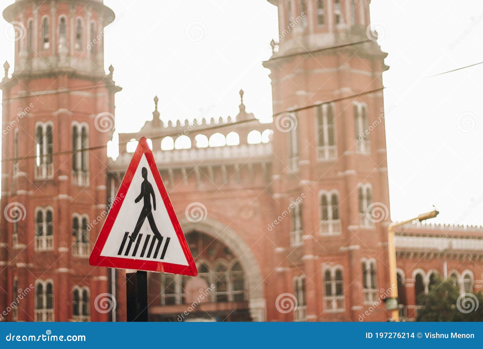 Pedestrian Crossing Sign Board on the Road Stock Photo - Image of main ...