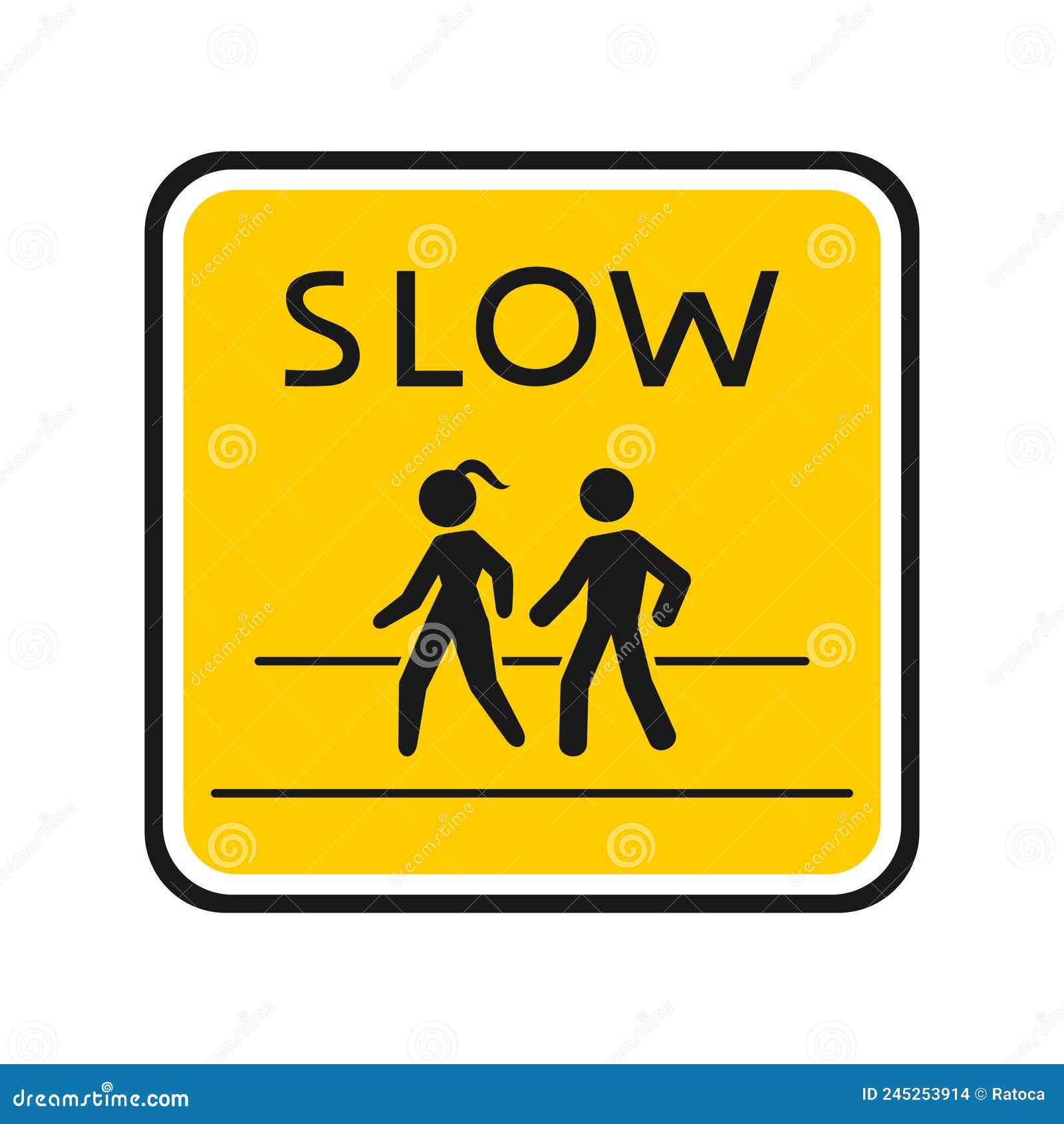 Pedestrian Crossing Sign and Slow Message Stock Vector - Illustration ...