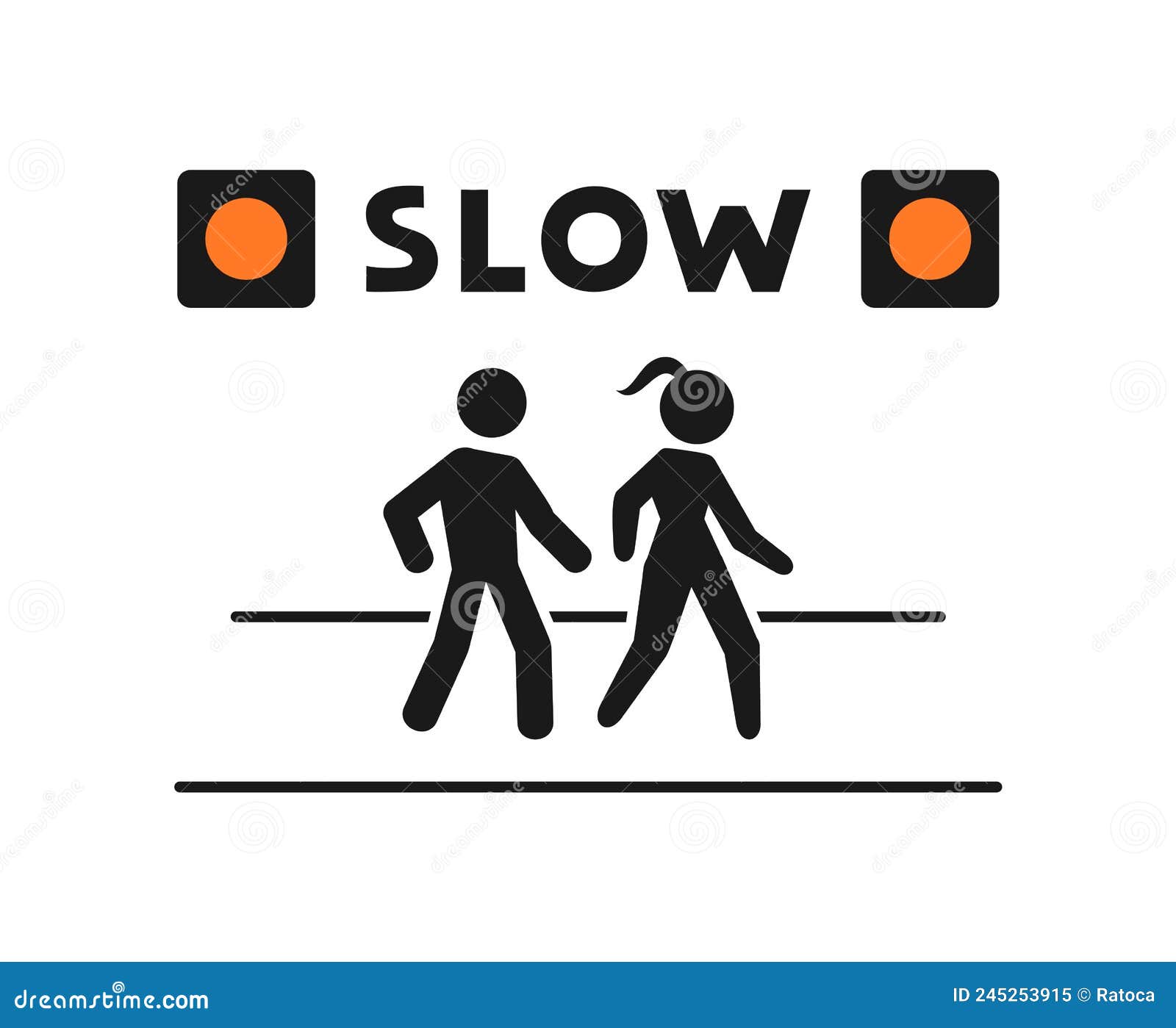 Pedestrian Crossing Sign and Slow Message Stock Vector - Illustration ...