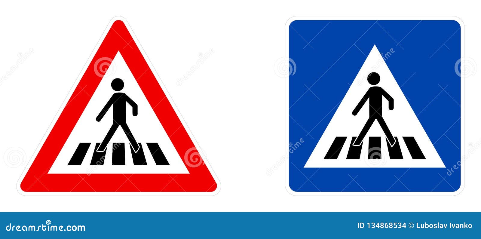 Square Crosswalk Road Sign. Vector Icon In Doodle Cartoon Style With ...
