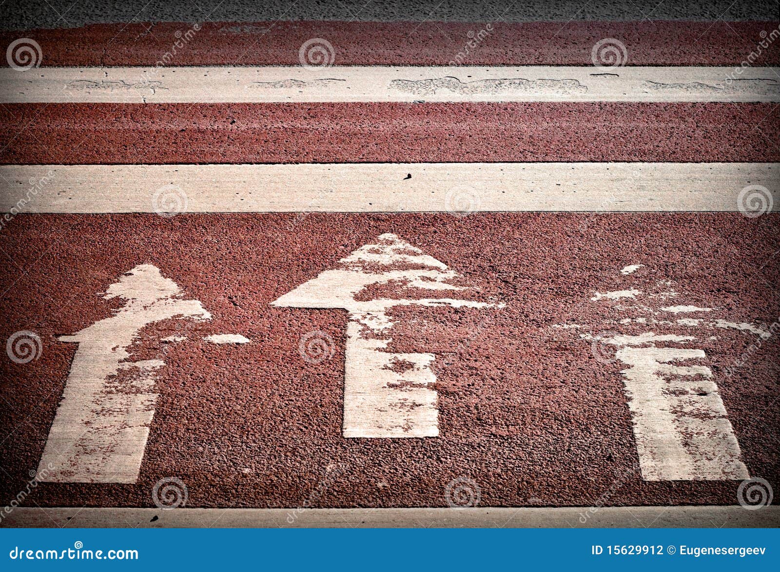 Pedestrian Crossing with Three Arrows Stock Photo - Image of asphalt ...