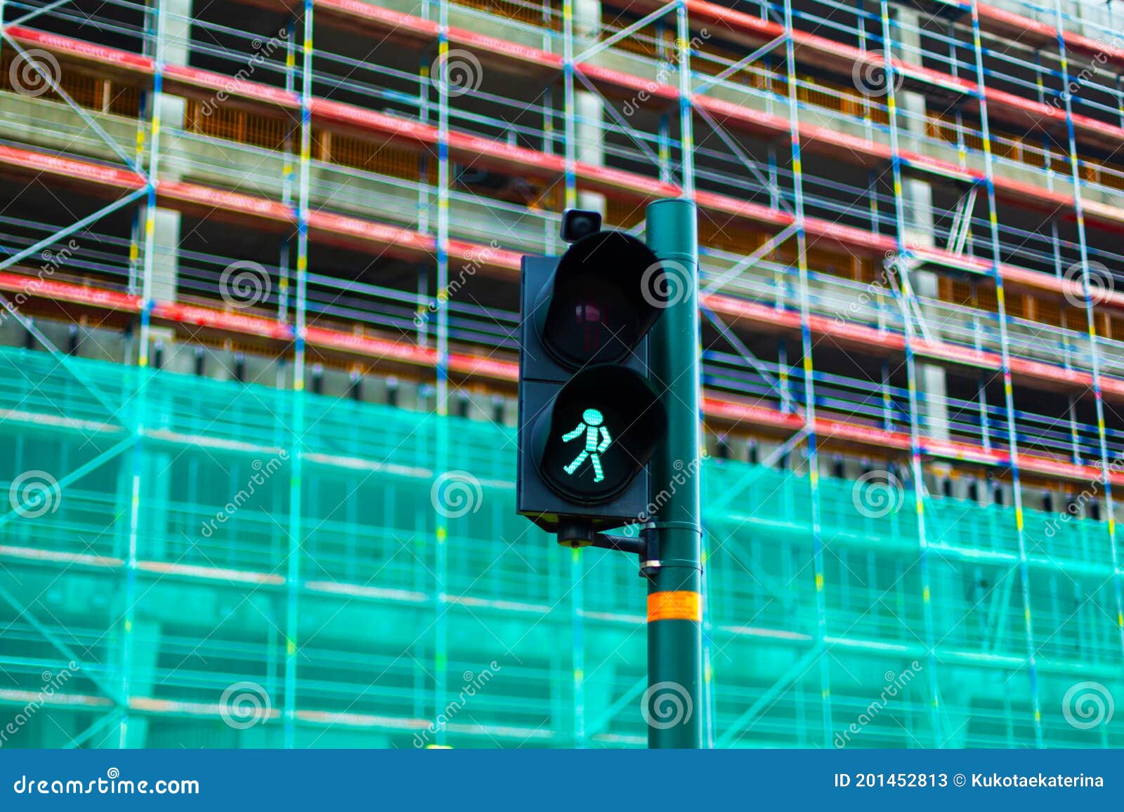 Pedestrian Crossing Traffic Light with Green Man Stock Image - Image of ...