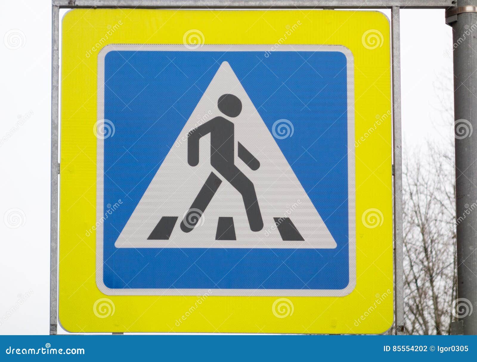 Pedestrian Crossing Traffic Sign Stock Photo - Image of pedestrian ...