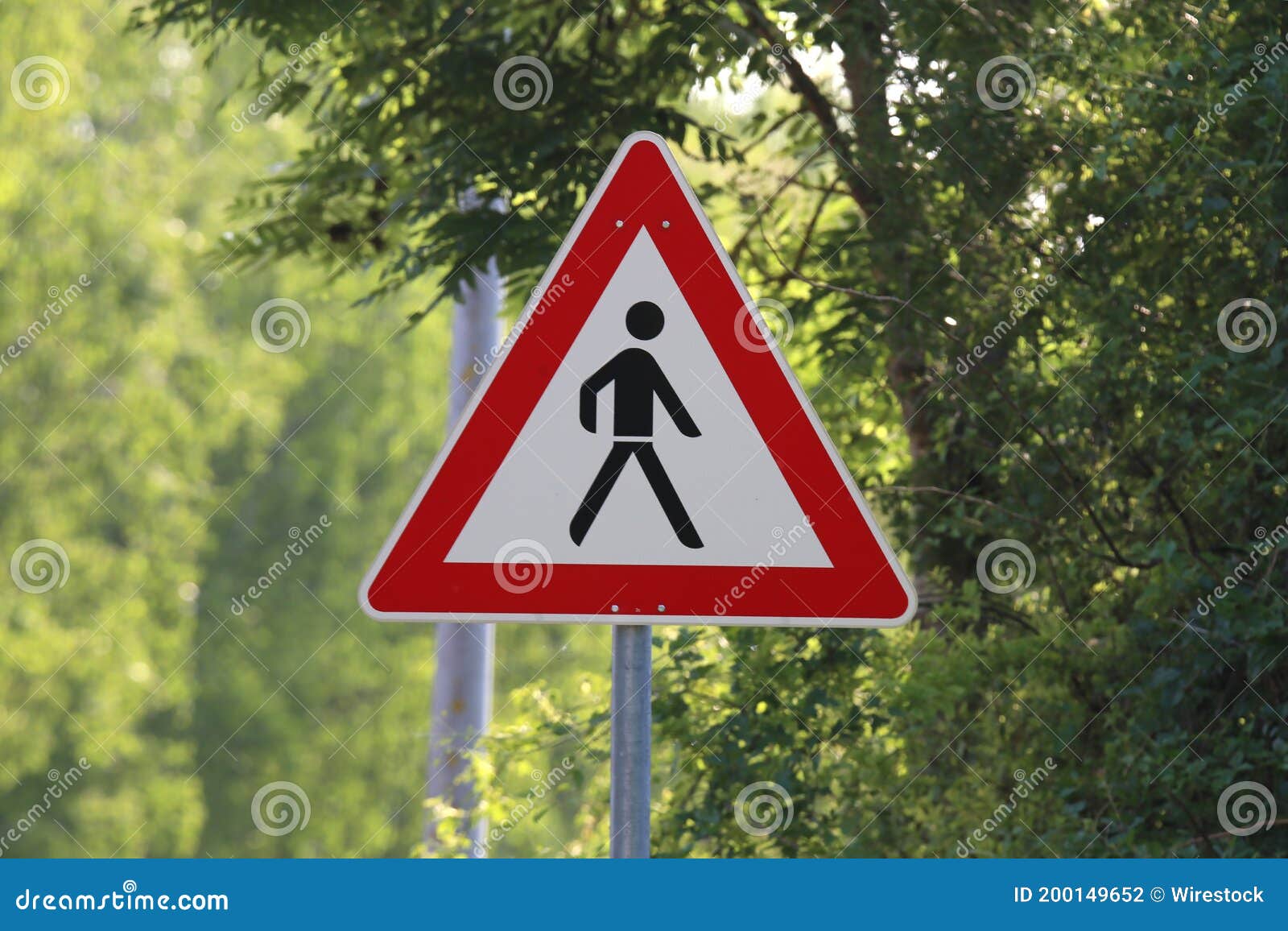 Pedestrian Crossing Triangle Sign on the Road Stock Photo - Image of ...