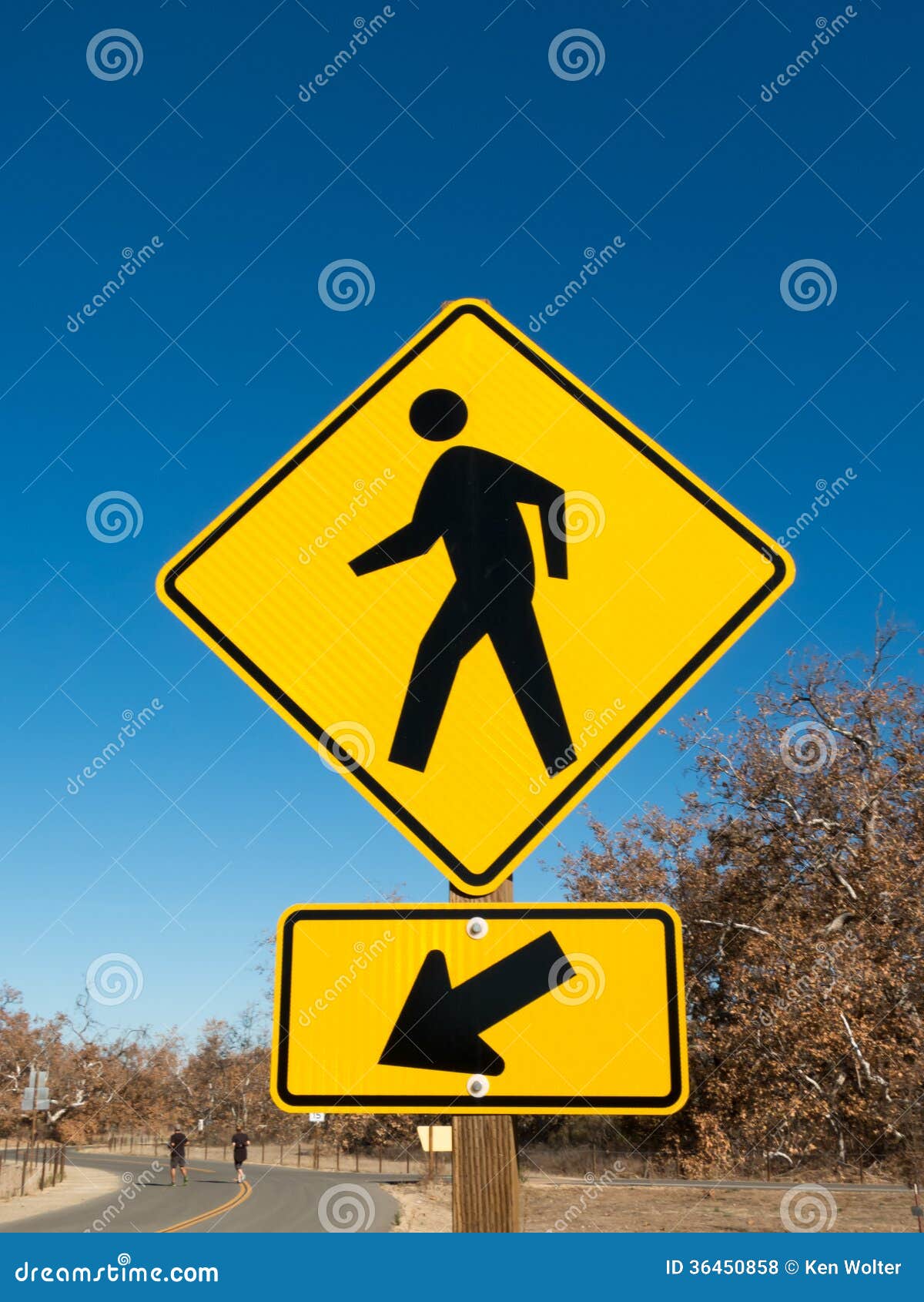 Pedestrian Crossing Vertical Sign Stock Photo - Image of caution, post ...
