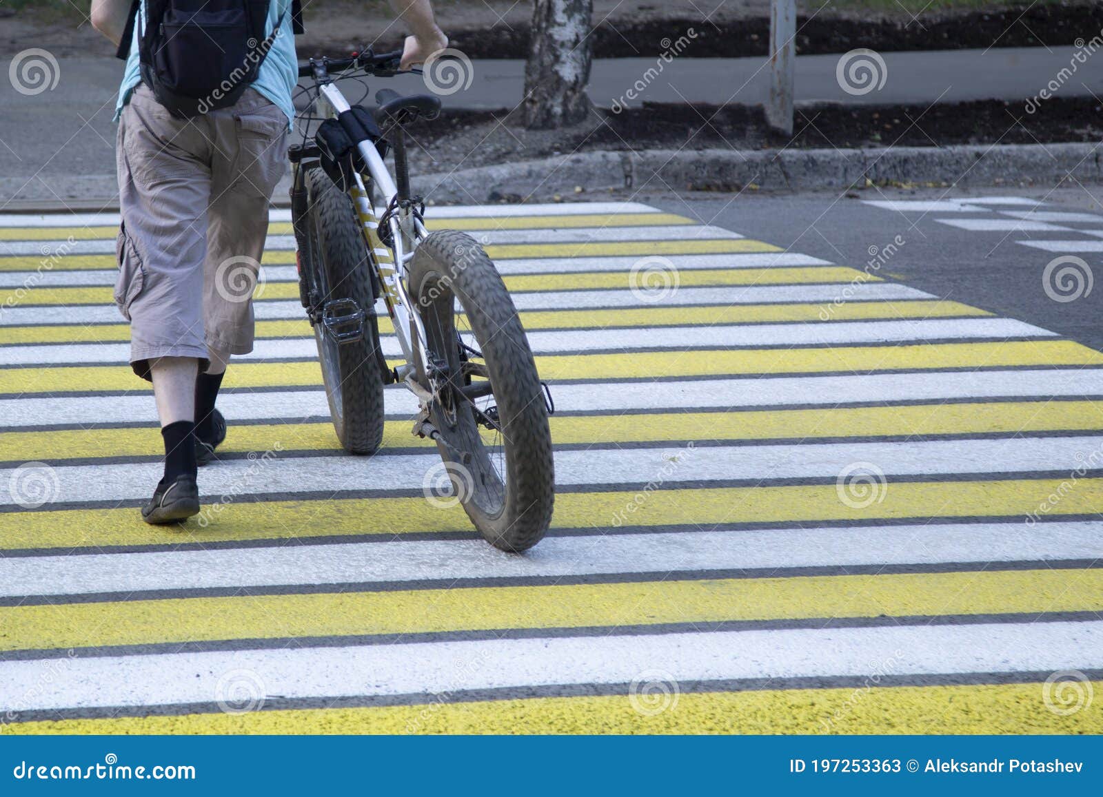 Pedestrian Crosswalk in the City. Yellow and White Pedestrian Crosswalk ...