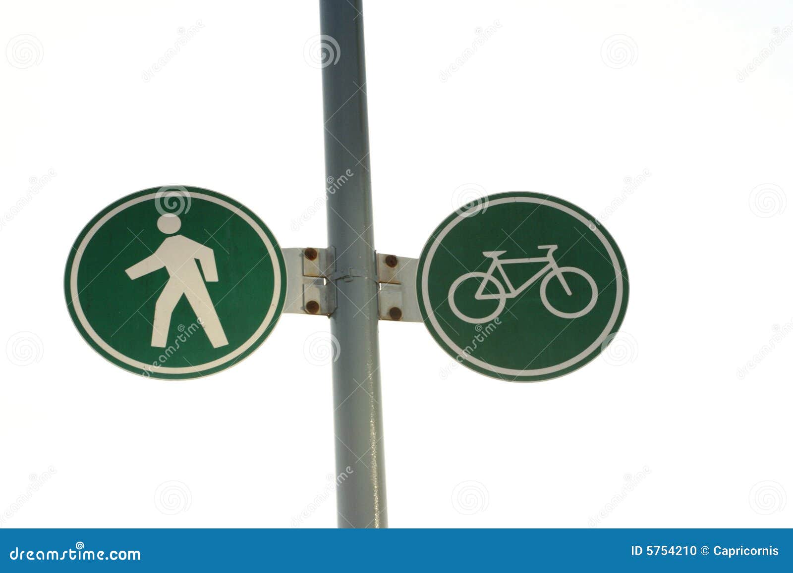 Pedestrian and Cycling Lane Sign Stock Photo - Image of signage, white ...