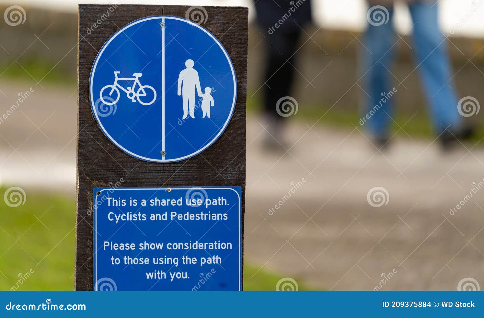 Pedestrian and Cyclist Shared Path Sign Stock Photo - Image of ...