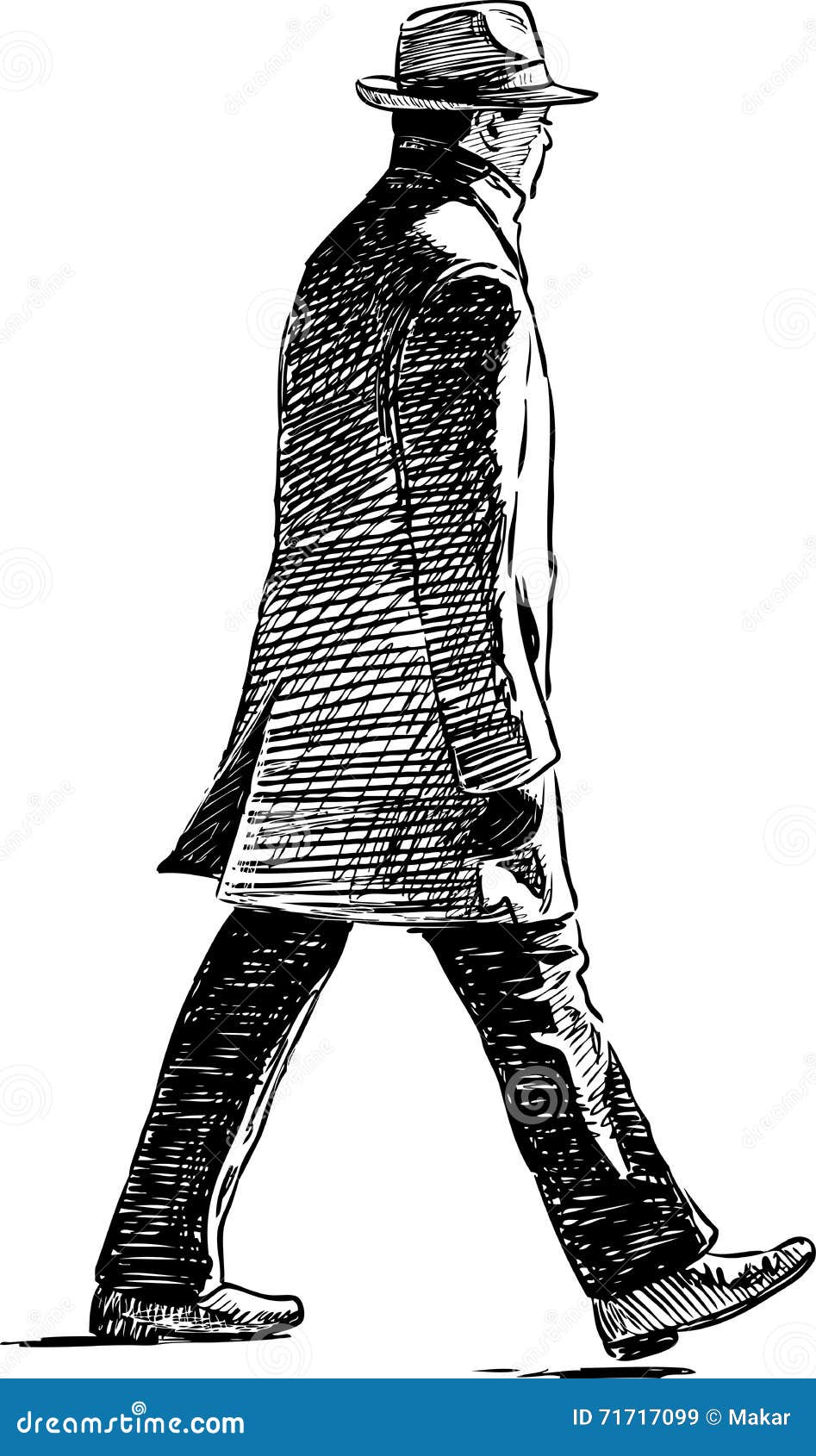 Pedestrian in a hat stock vector. Illustration of walk - 71717099
