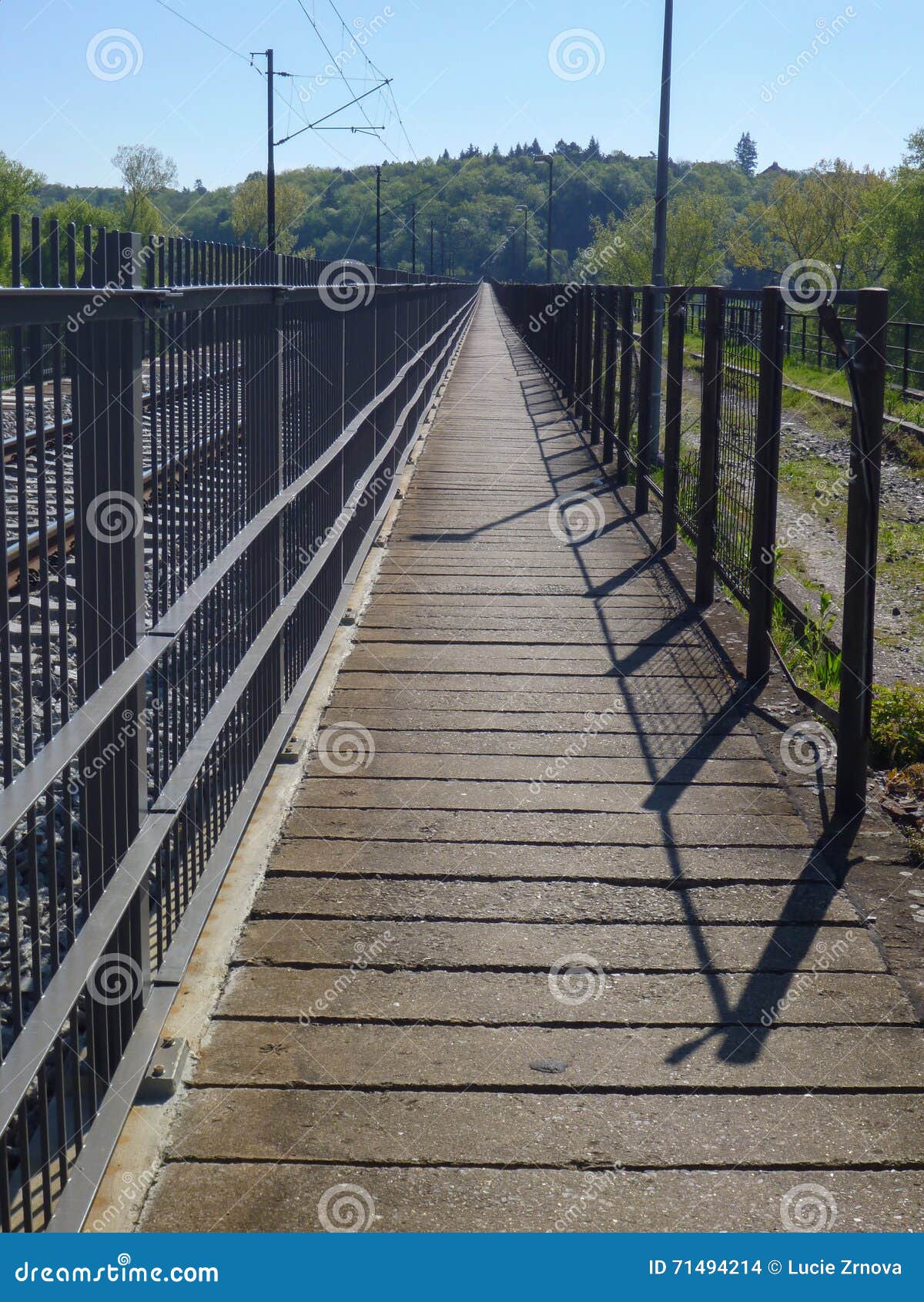 Pedestrian Line N a Railway Bridge with Railing Stock Photo - Image of ...