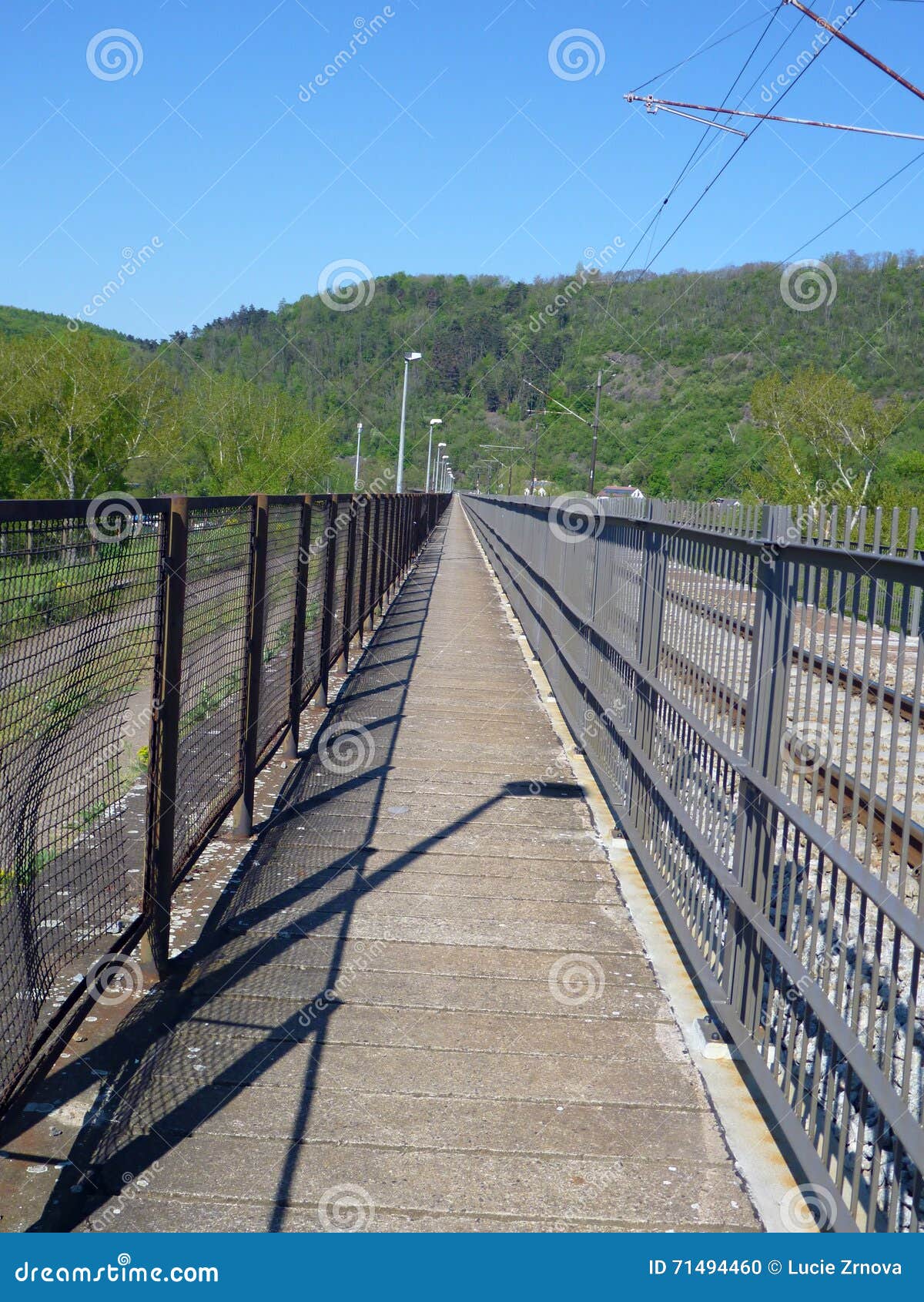Pedestrian Line N a Railway Bridge with Railing Stock Photo - Image of ...