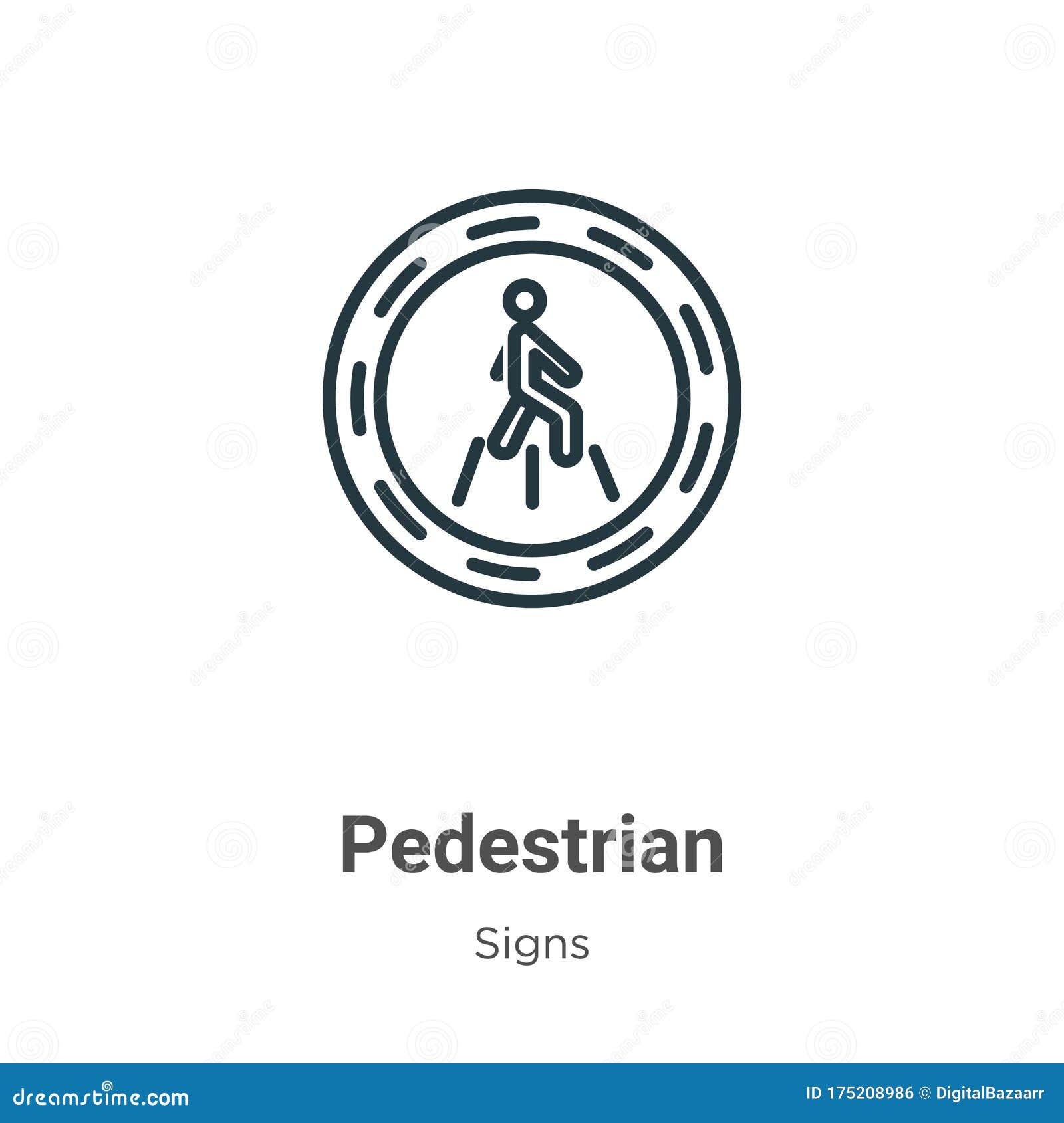 Pedestrian Outline Vector Icon. Thin Line Black Pedestrian Icon, Flat ...
