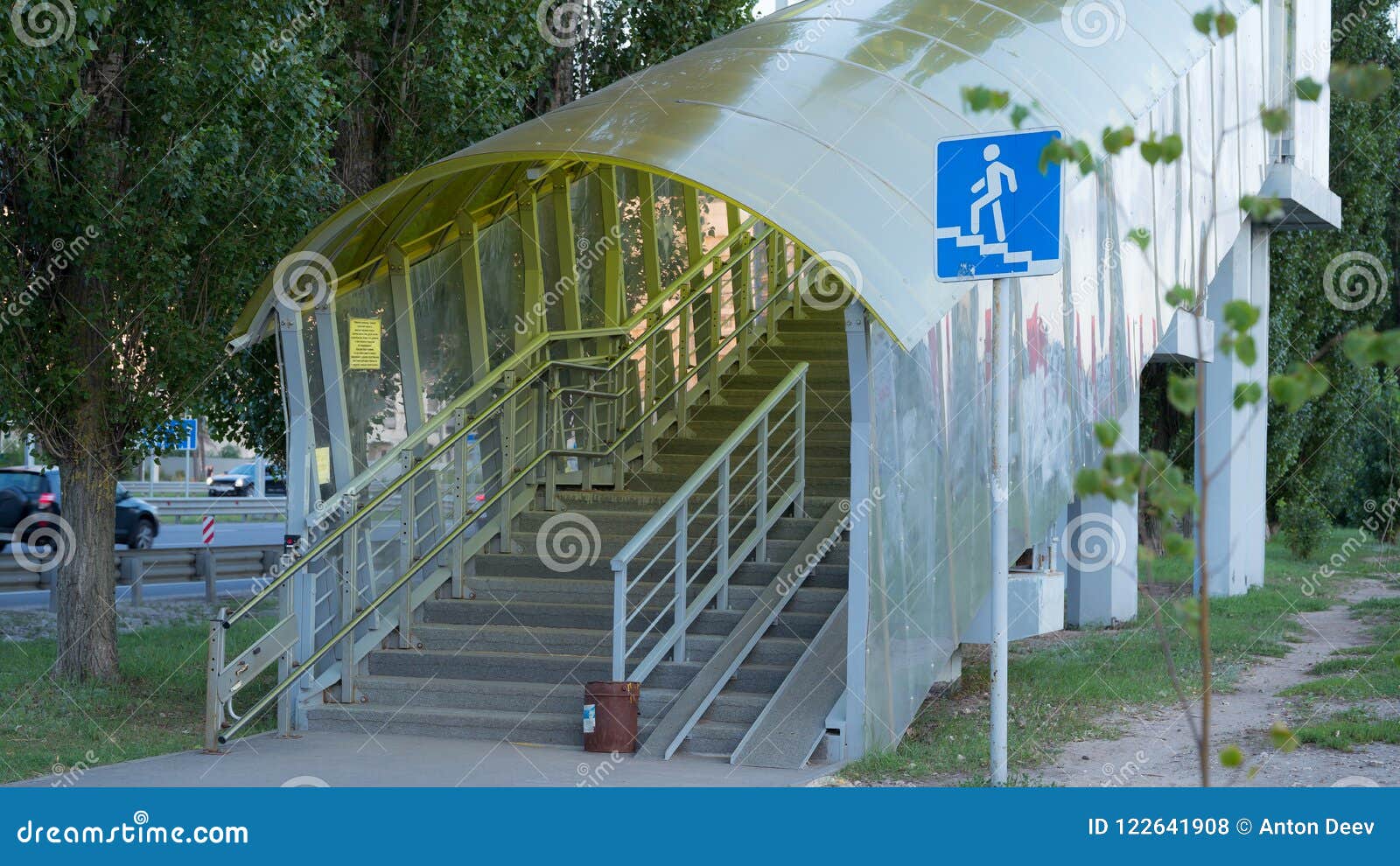 The Pedestrian Overpass is Equipped with a Modern Ramp for Disabled ...