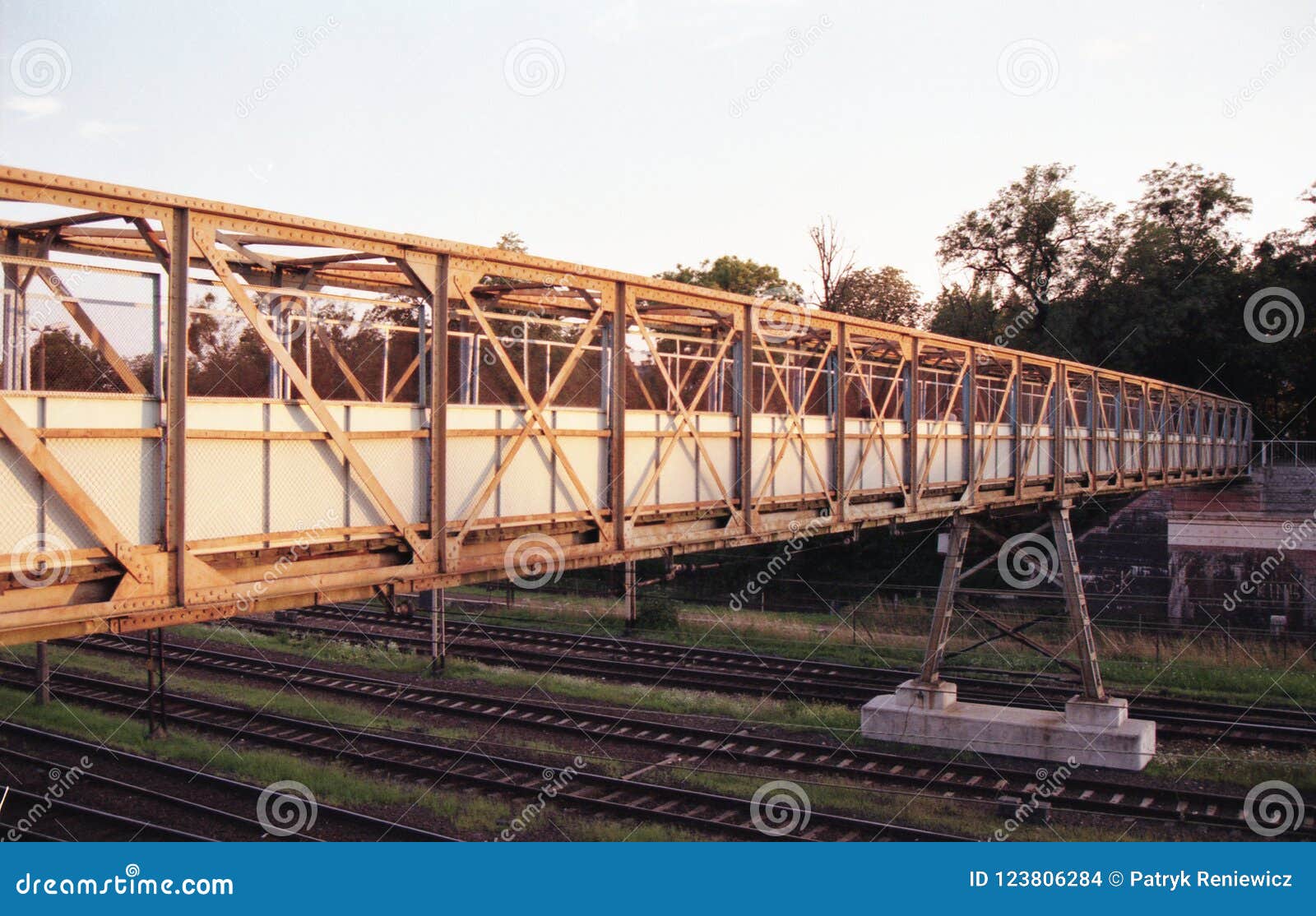 Pedestrian Overpass Over Railway Tracks Stock Photo - Image of rusty ...