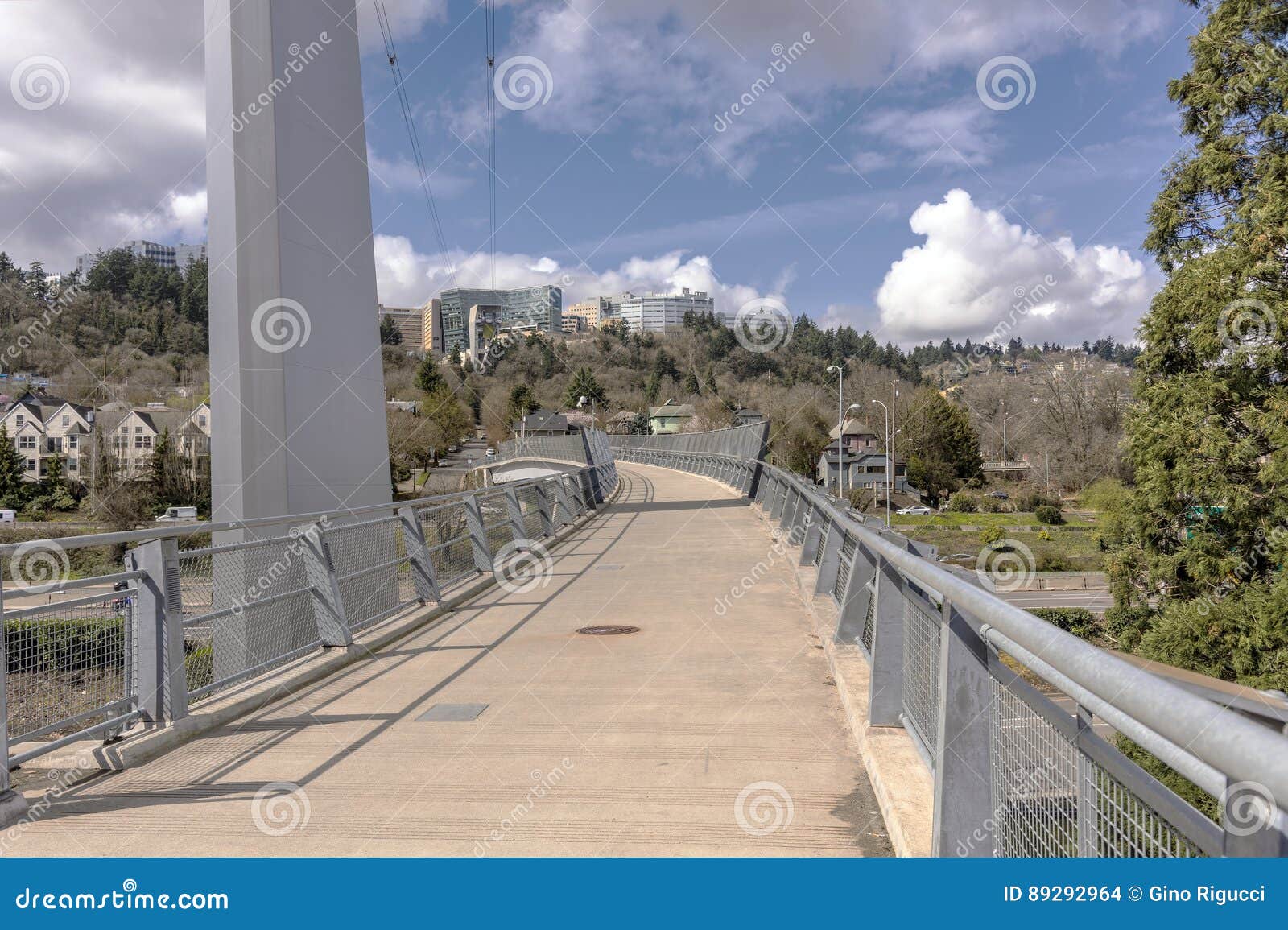 Pedestrian Overpass in Portland Oregon. Stock Photo - Image of clouds ...