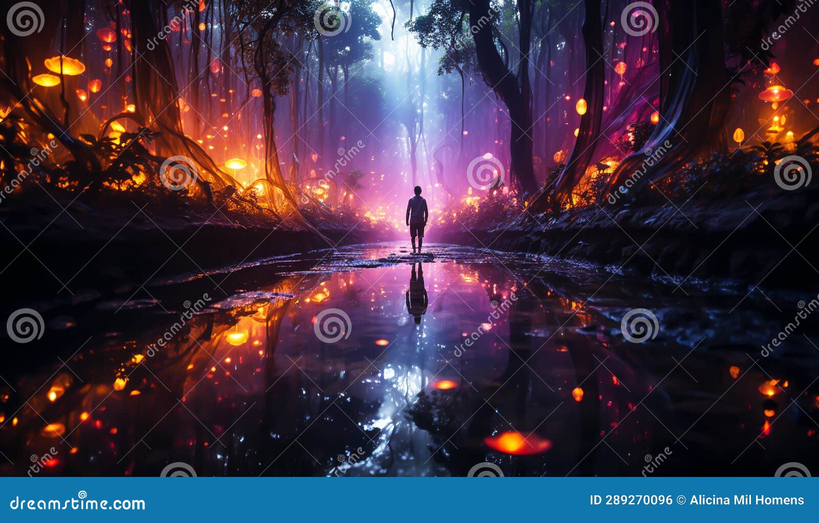 Pedestrian Passage in an Explosion of Color and Light. AI Generated ...