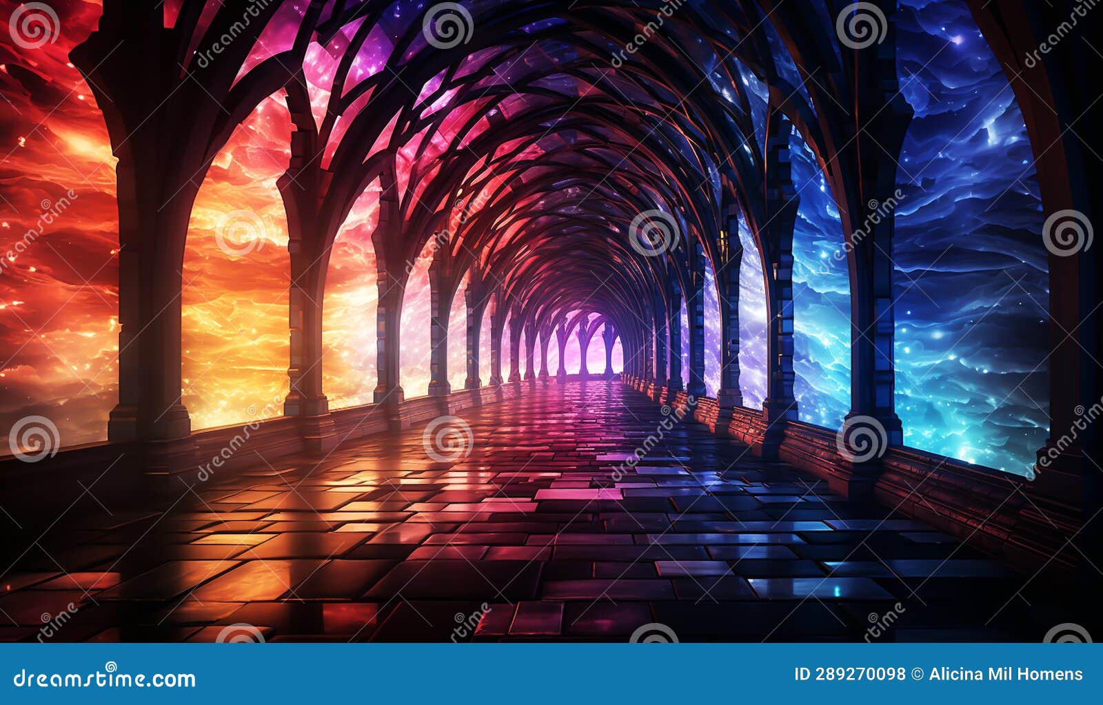 Pedestrian Passage in an Explosion of Color and Light. AI Generated ...