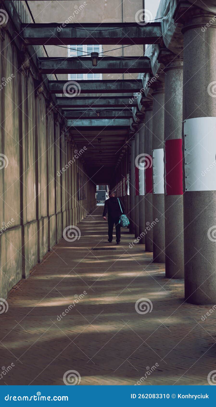 Pedestrian Passageway with Concrete Columns Stock Photo - Image of ...