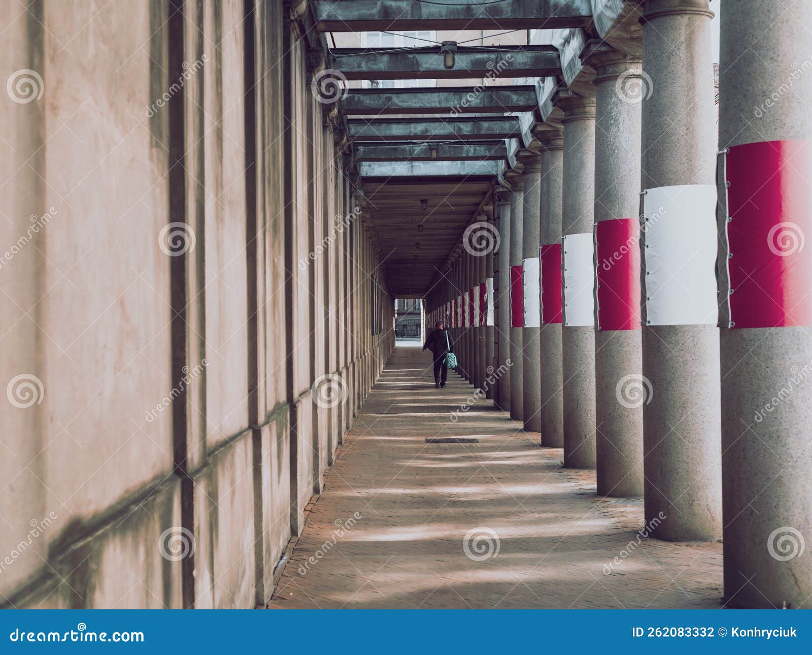 Pedestrian Passageway with Concrete Columns Stock Photo - Image of ...