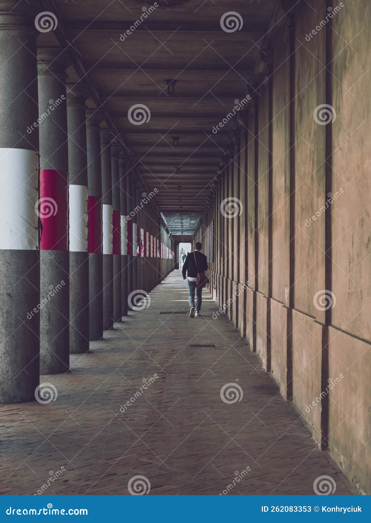 Pedestrian Passageway with Concrete Columns Stock Image - Image of ...