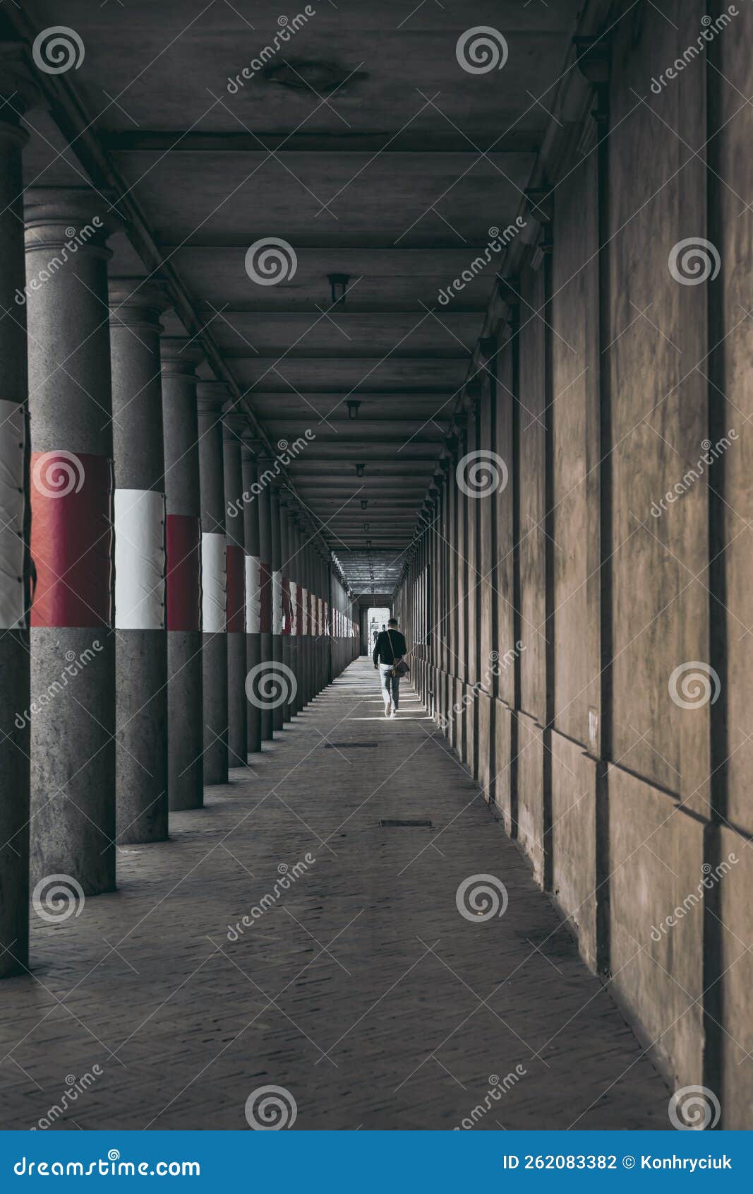 Pedestrian Passageway with Concrete Columns Stock Photo - Image of ...
