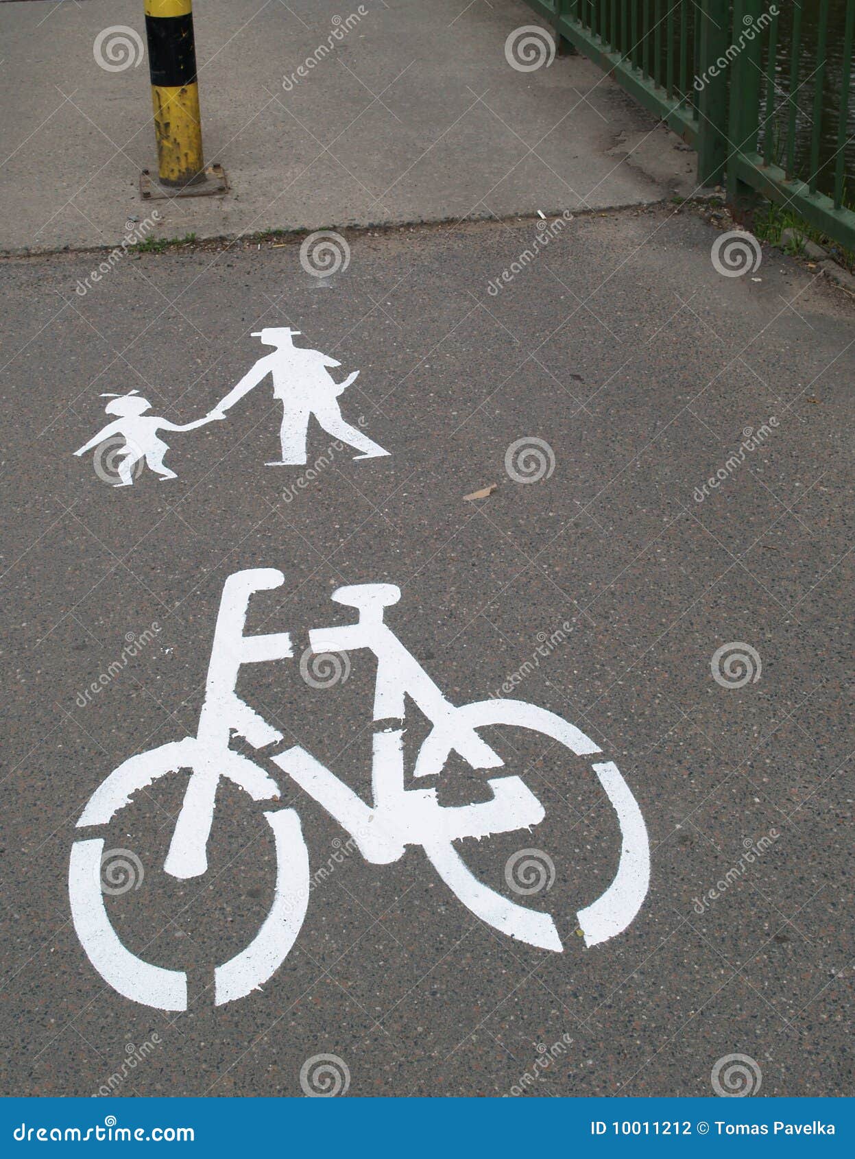 Pedestrian Path and Bicycle Lane Road Marks Stock Photo - Image of mark ...
