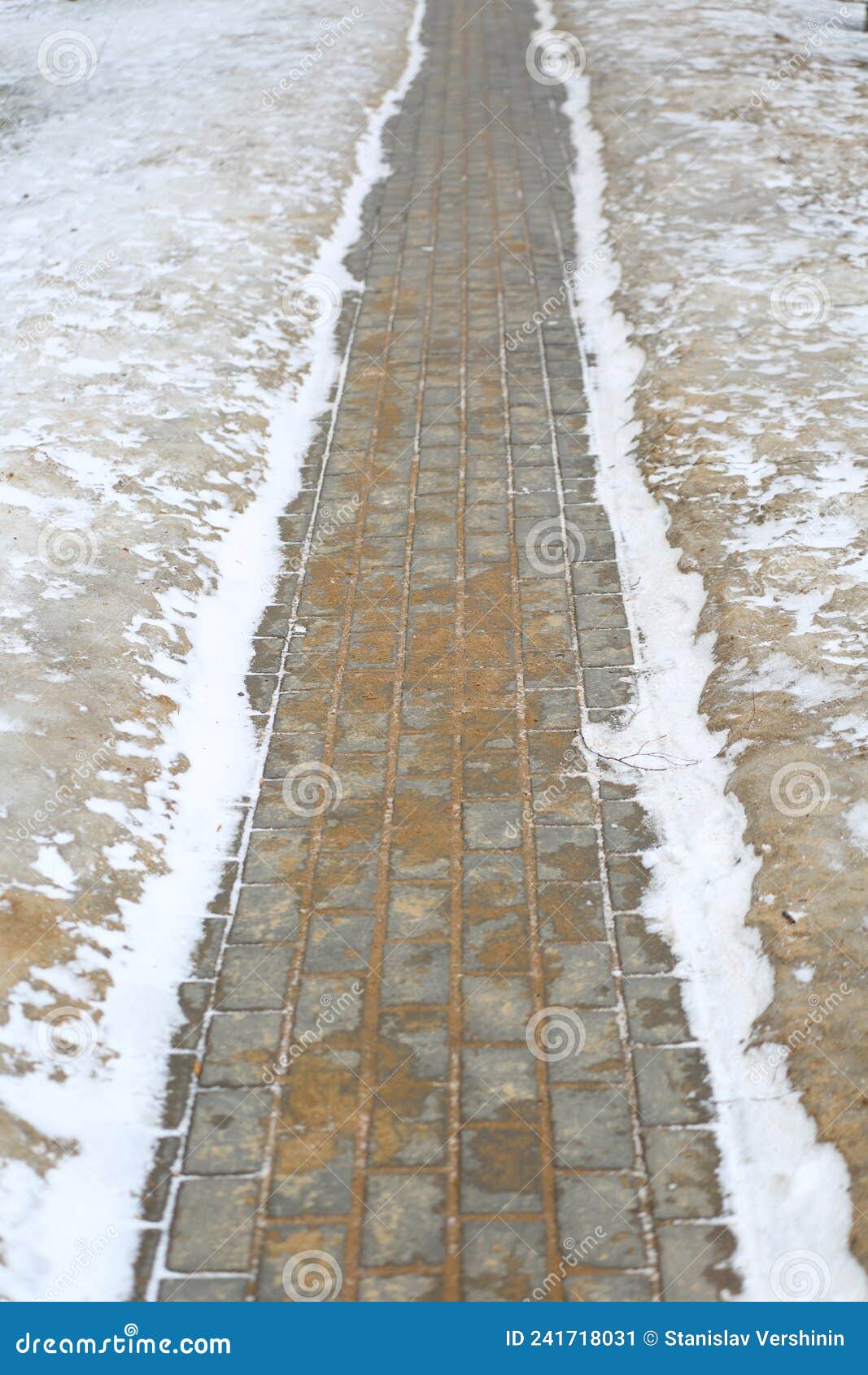 Pedestrian Path Cleared of Snow and Ice Stock Image - Image of surface ...