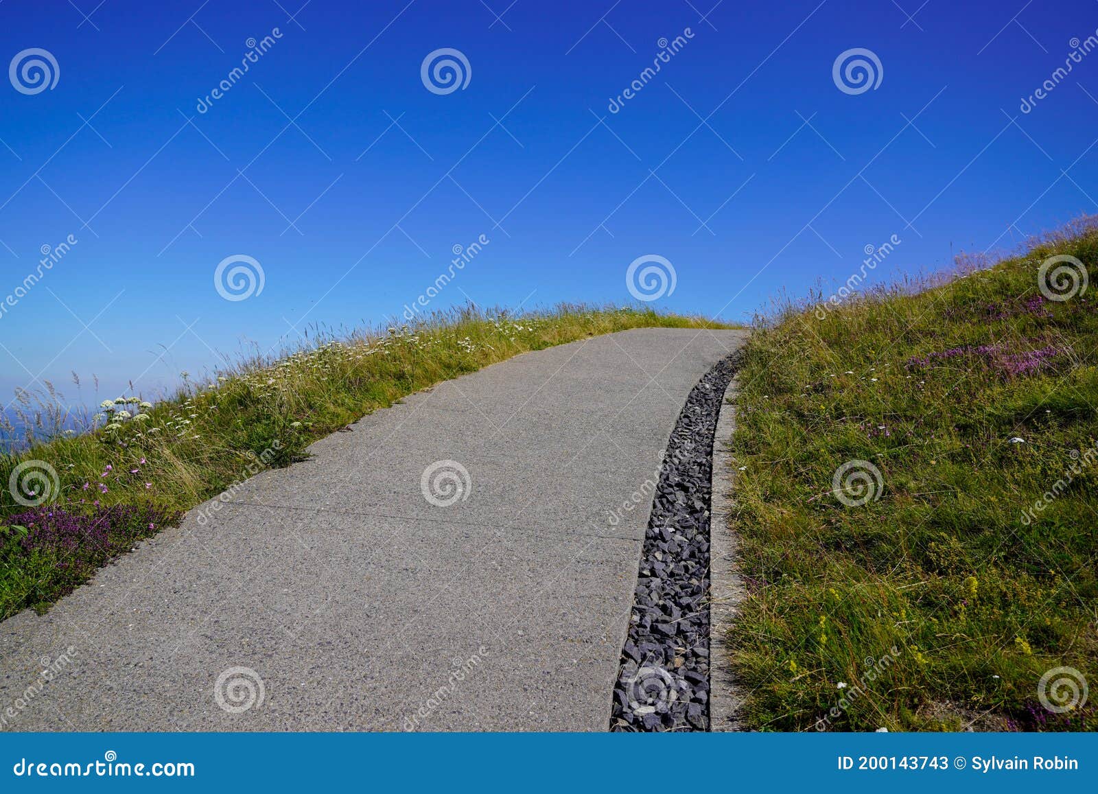 Pedestrian Path Go Up in the Mountains Horizon Stock Image - Image of ...
