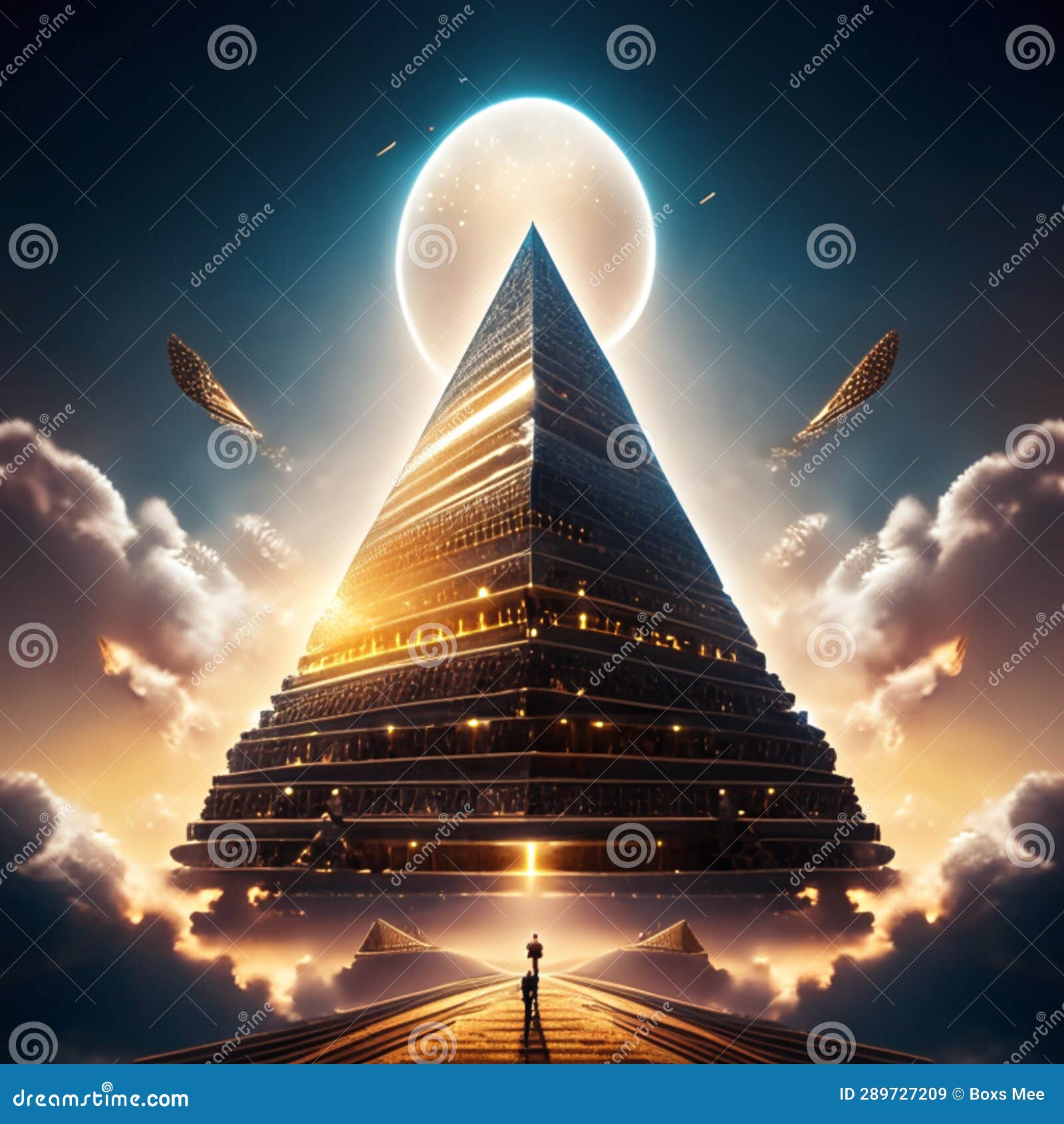 Pedestrian Path Leading To the Top of the Pyramid. 3d Rendering ...