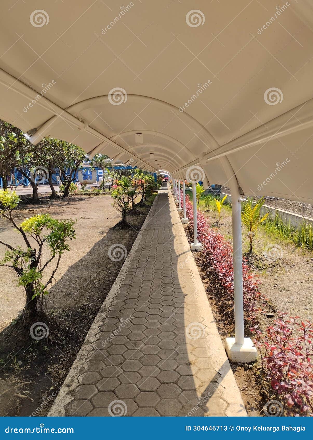 Pedestrian Path with Membrane Roof Stock Image - Image of flooring ...