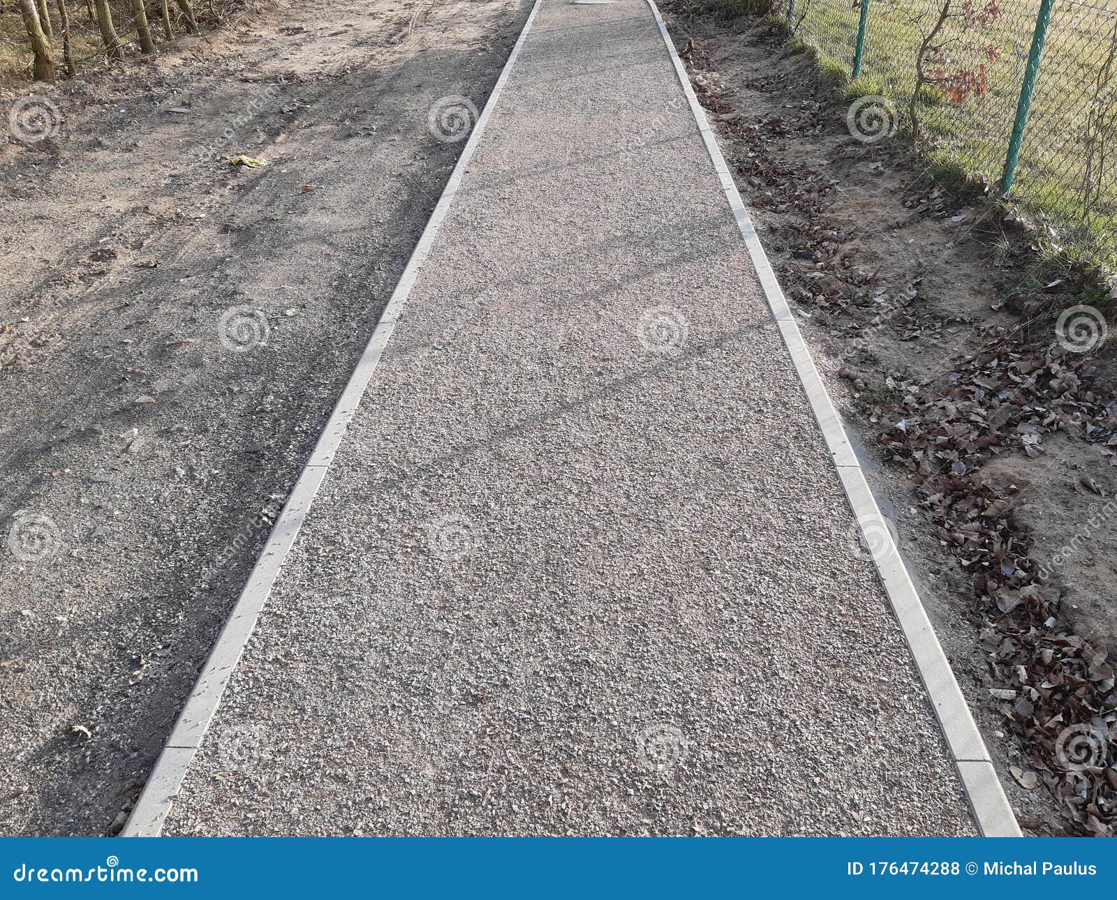 Pedestrian Path Newly Built Compacted Stone Aggregate Permeable Surface ...