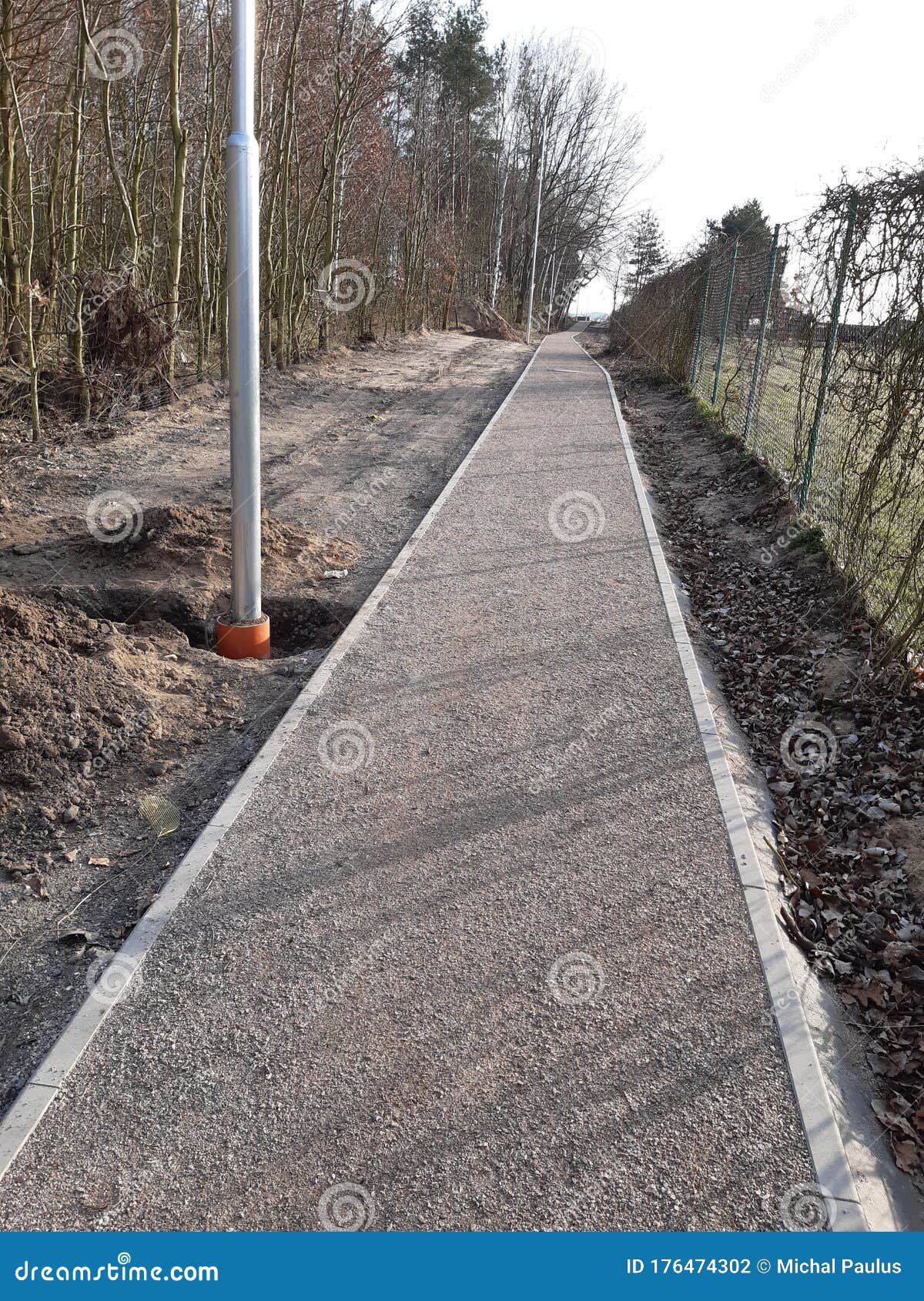Pedestrian Path Newly Built Compacted Stone Aggregate Permeable Surface ...