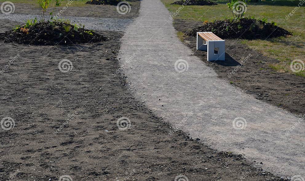 Pedestrian Path Newly Built Compacted Stone Aggregate Stock Image ...
