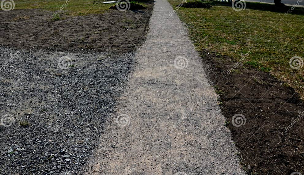 Pedestrian Path Newly Built Compacted Stone Aggregate Stock Photo ...