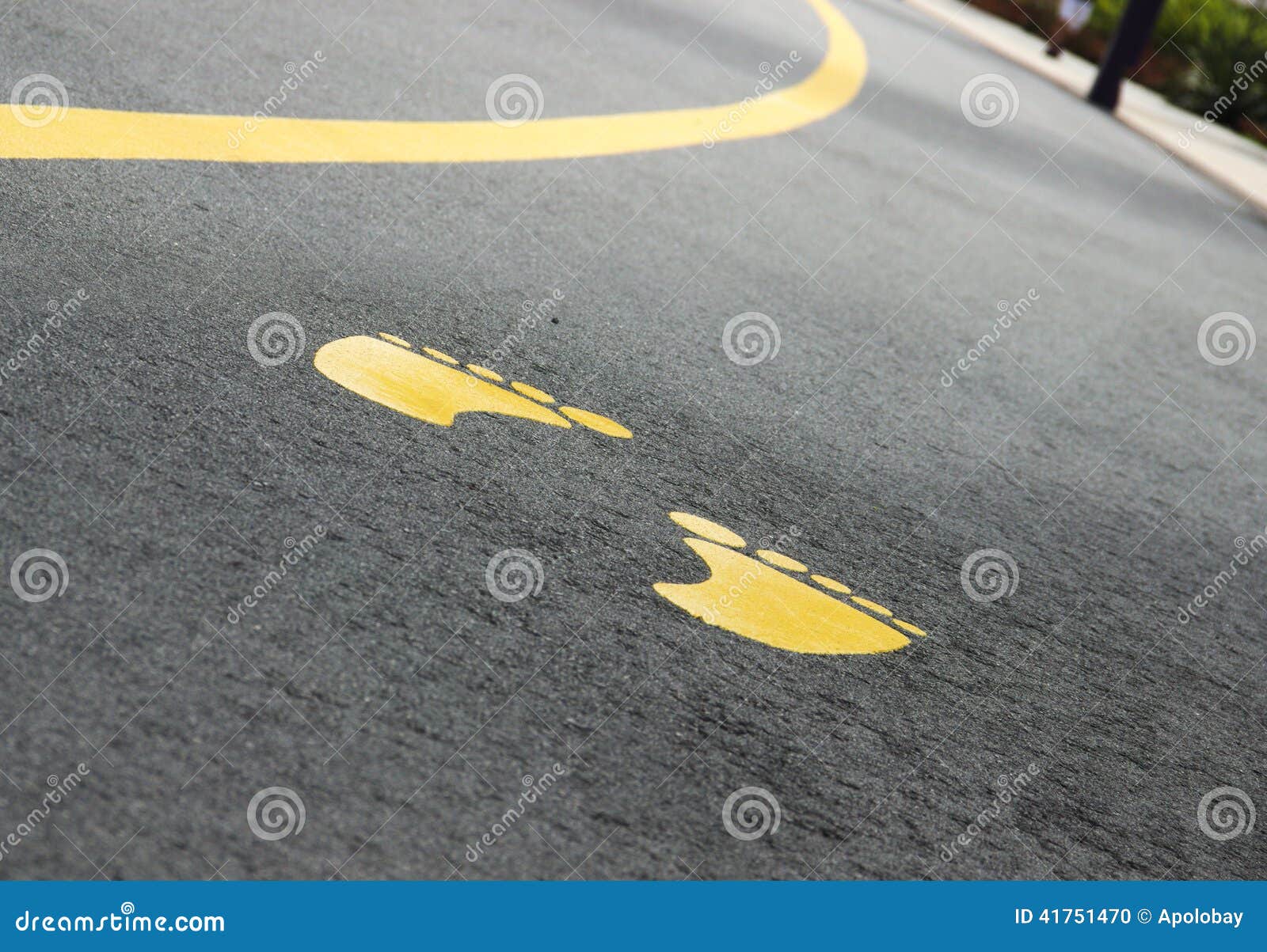 Pedestrian Path with Painted Feet Stock Photo - Image of downtown ...