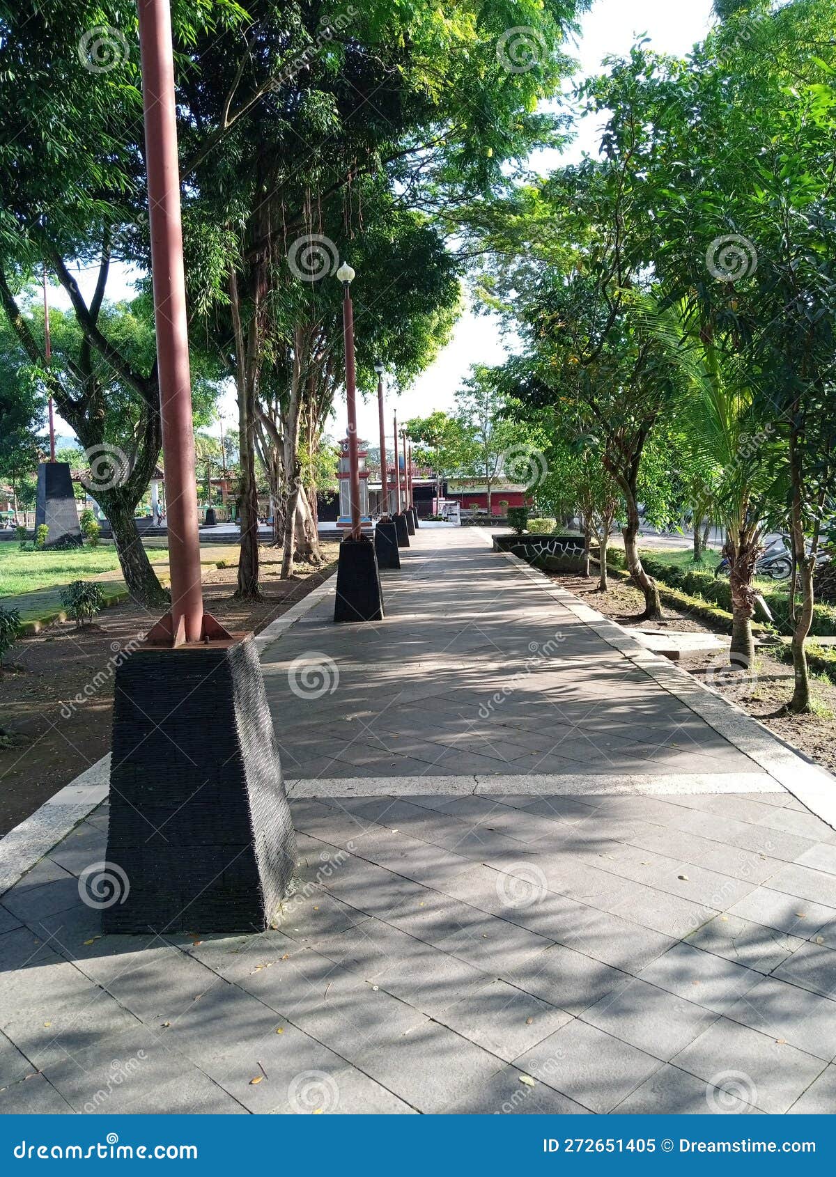 Pedestrian path in a park stock image. Image of neighbourhood - 272651405