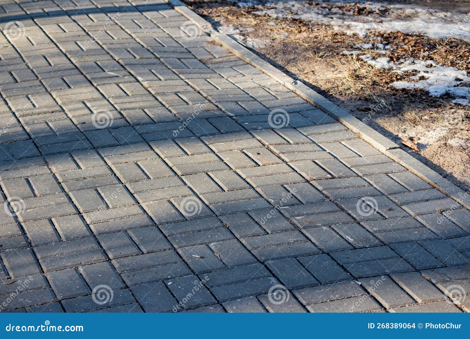 Pedestrian Path Paved with Gray Tiles Close Up Stock Photo - Image of ...