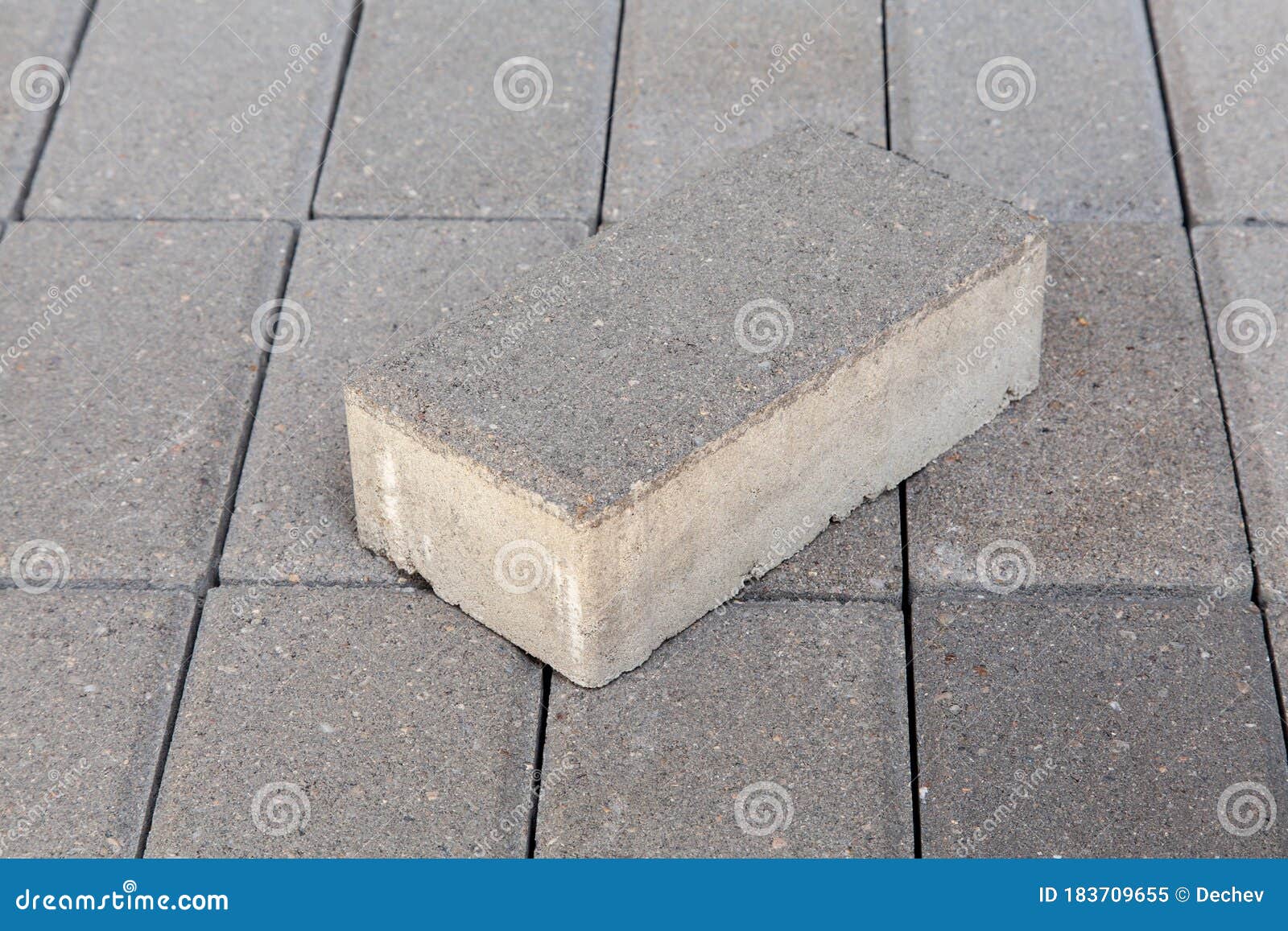 Pedestrian Path with Paver Bricks. Sidewalk Pavement Stock Image ...