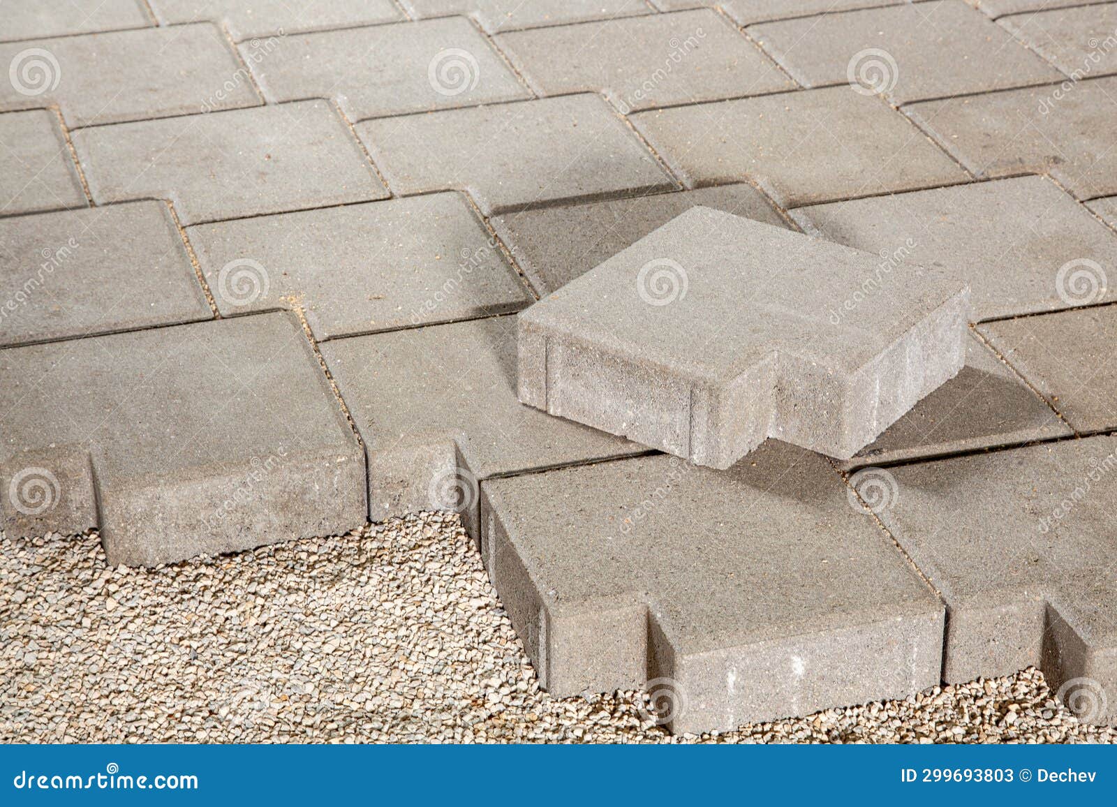 Pedestrian Path with Paver Bricks. Sidewalk Pavement Stock Image ...