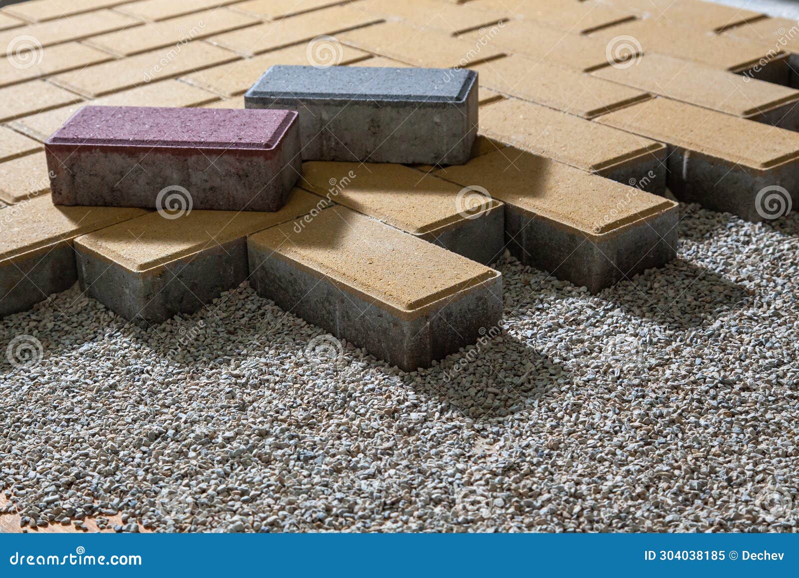 Pedestrian Path with Paver Bricks. Sidewalk Pavement Stock Image ...