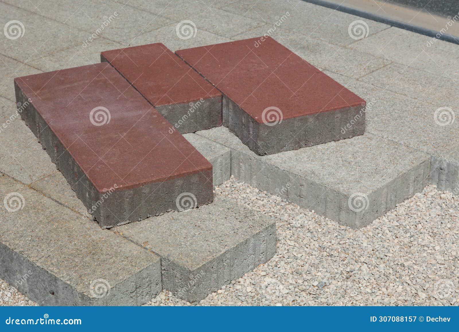 Pedestrian Path with Paver Bricks. Sidewalk Pavement Stock Image ...