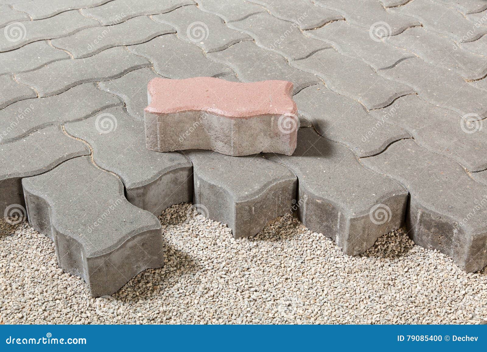 Pedestrian Path with Paver Bricks. Sidewalk Pavement Stock Photo ...