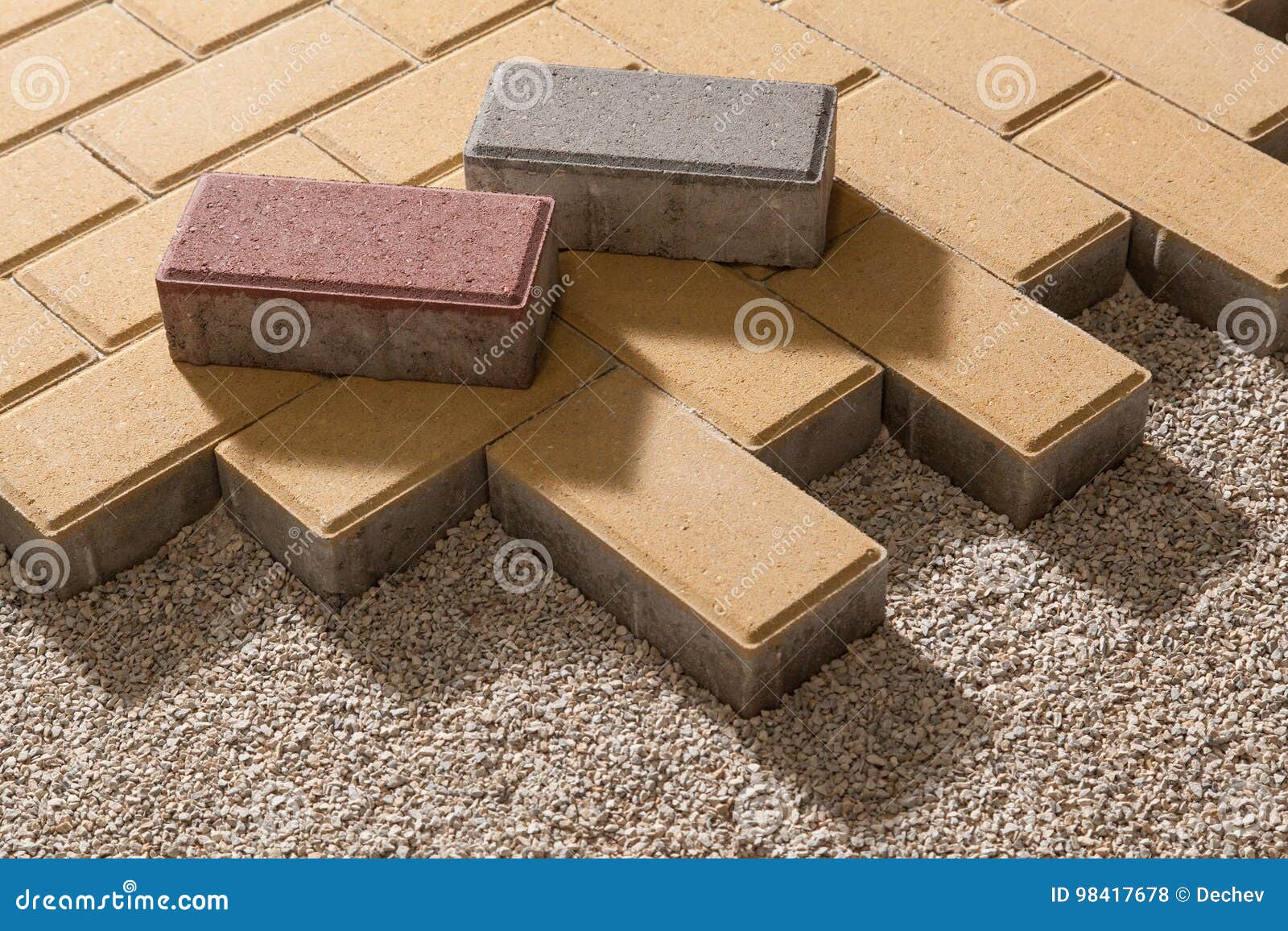 Pedestrian Path with Paver Bricks. Sidewalk Pavement Stock Photo ...