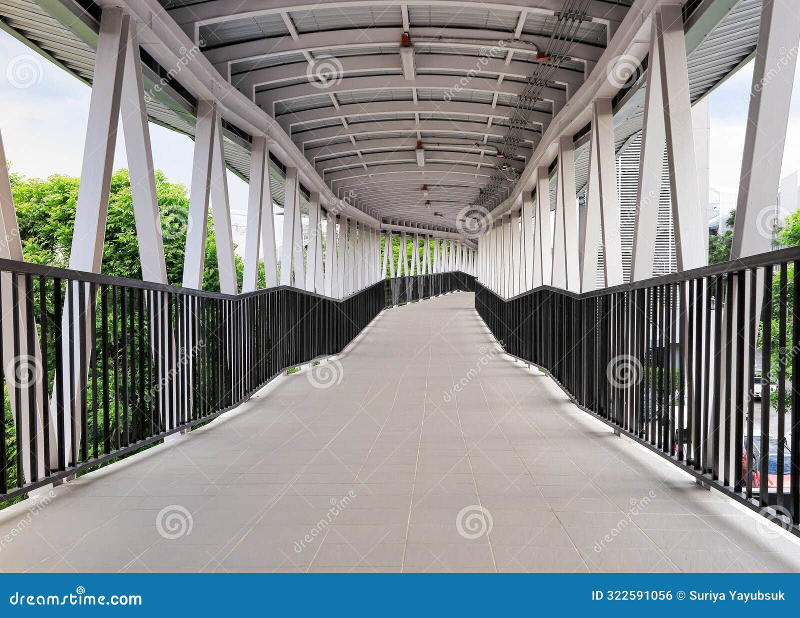 Pedestrian Pathway Or Corridor Or Hallway Between Train Station And ...